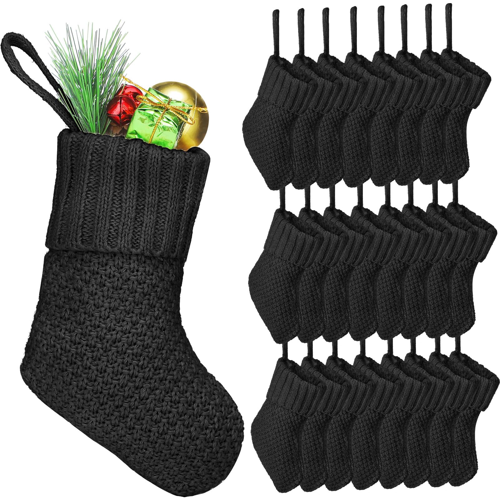 Amazon.com: Zubebe 24 Pcs 7 Inch Knit Christmas Stockings Christmas ...