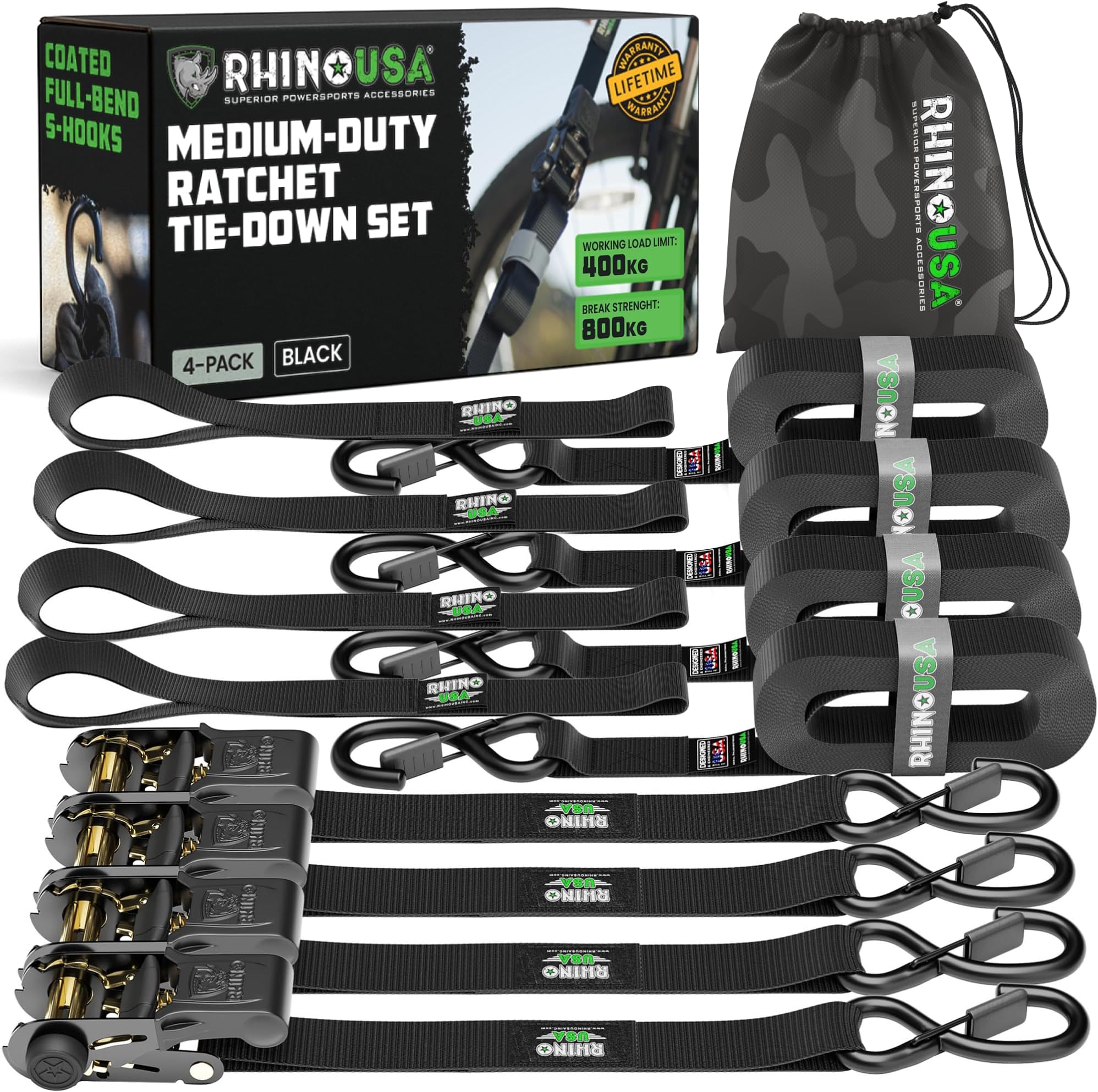 Amazon.com: 1" x 6' ATV & Motorcycle Ratchet Strap Utility Pack - 4 Tie ...