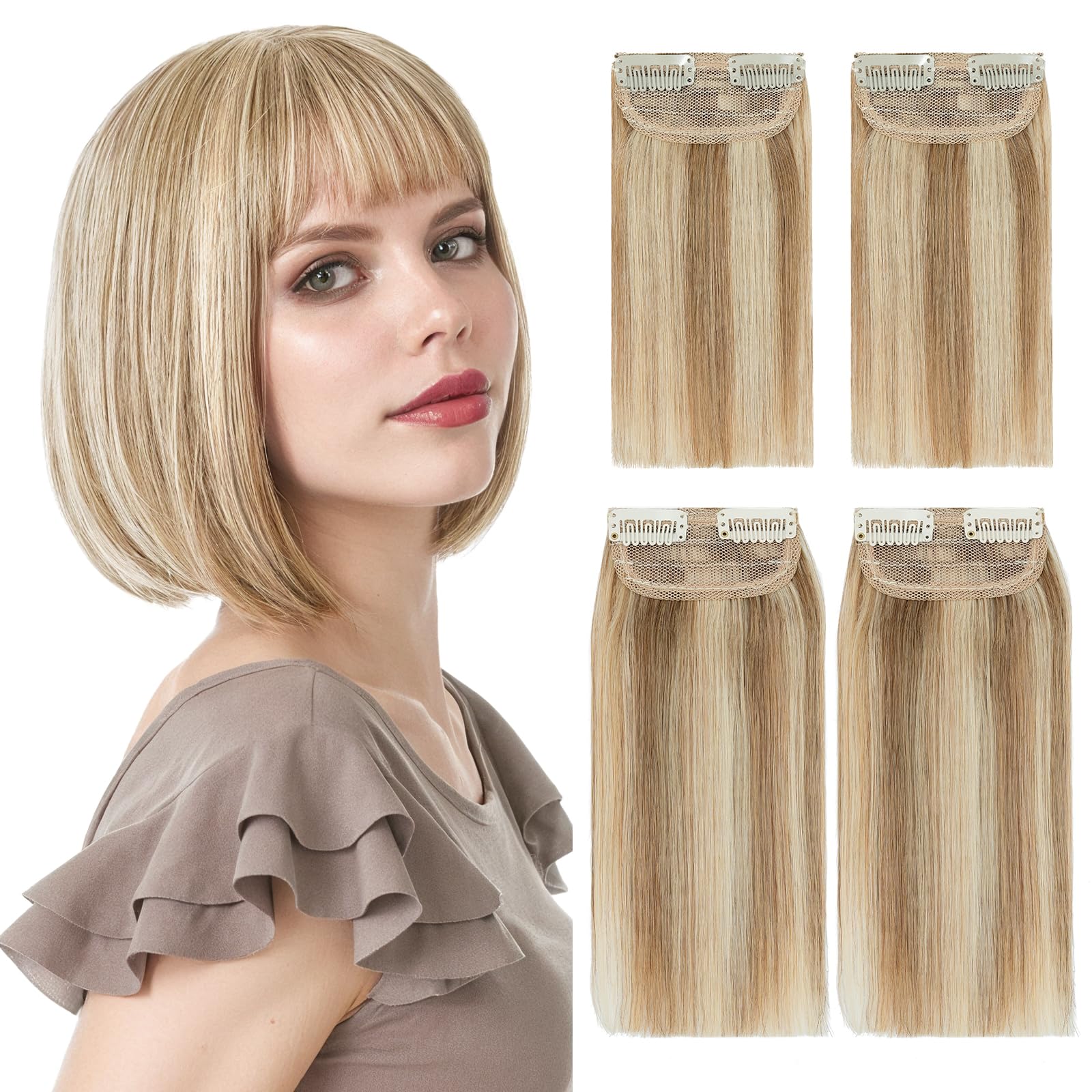 Amazon.com : Hairro 4PCS Clip In Short Hair Extensions Remy Human Hair ...