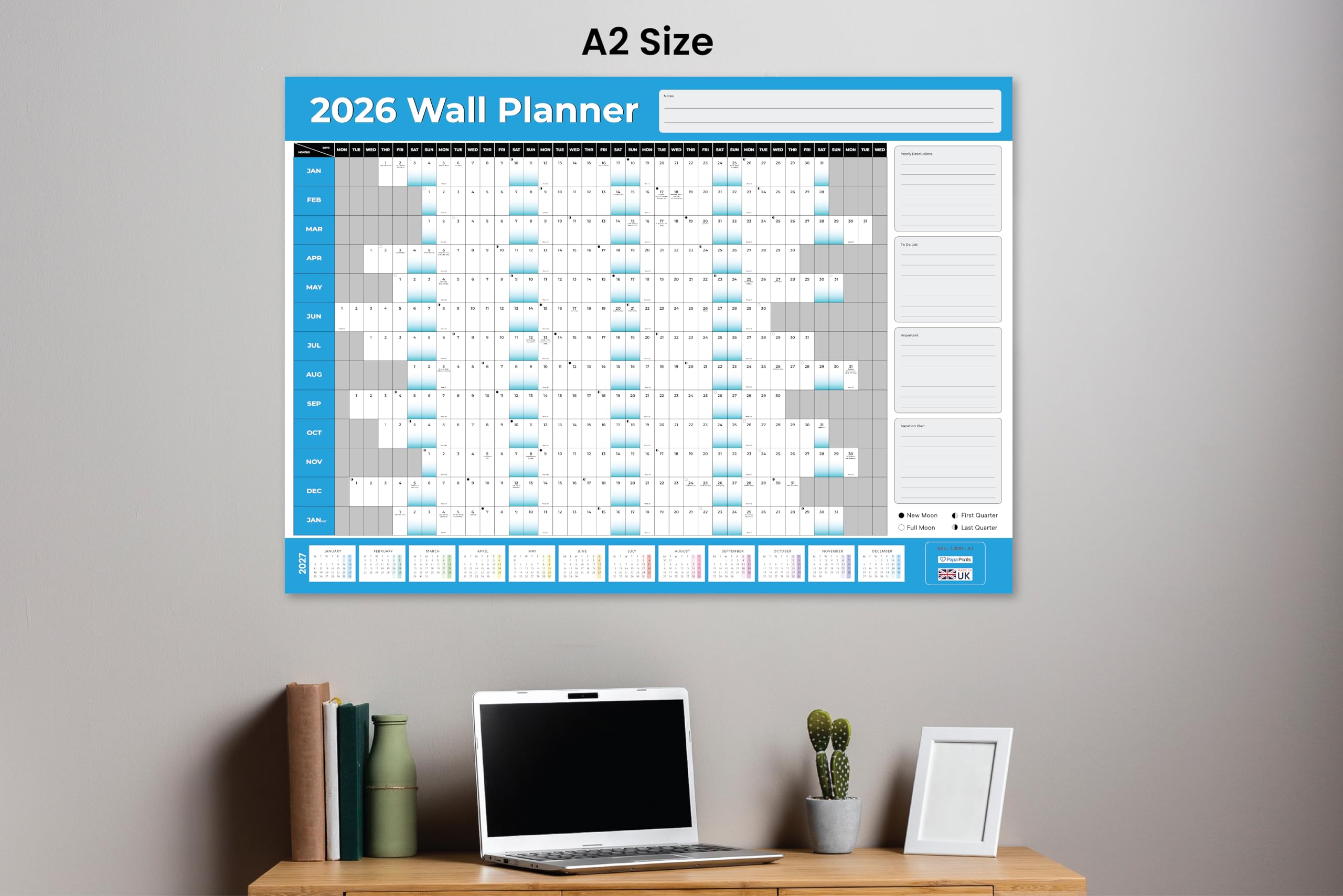 Planner 2026 A2 Wall Uk Wall Calendar 2026 Yearly Wall Family Planner 2026
