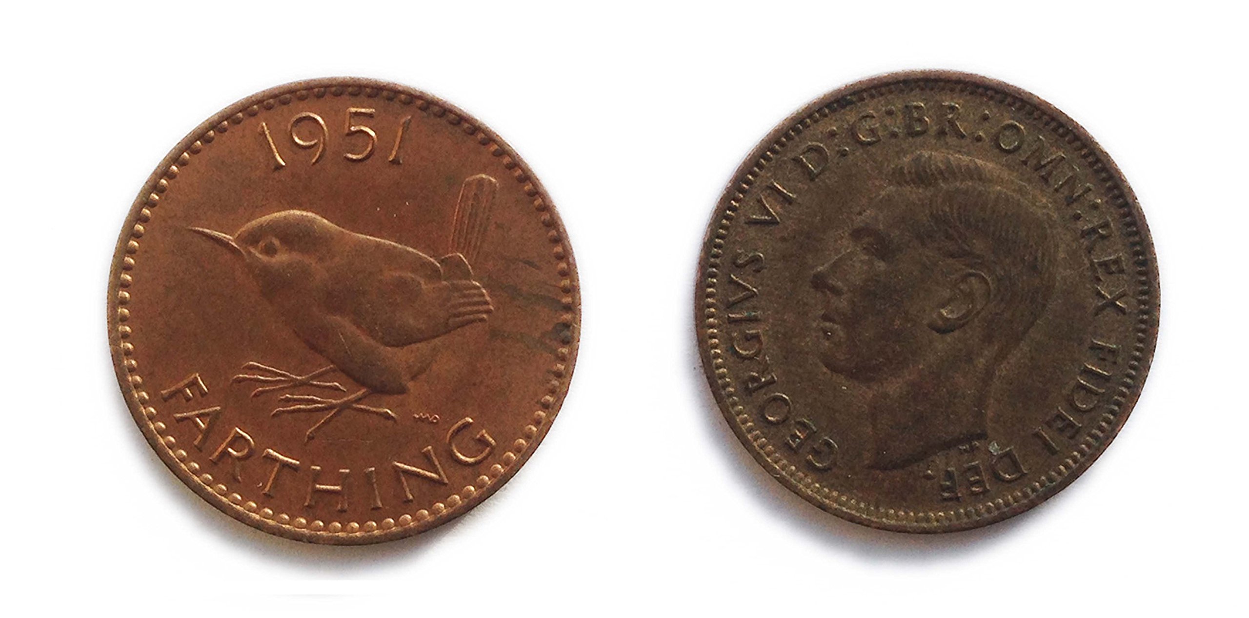 1951 GB George VI British farthing coin for collectors / Almost ...