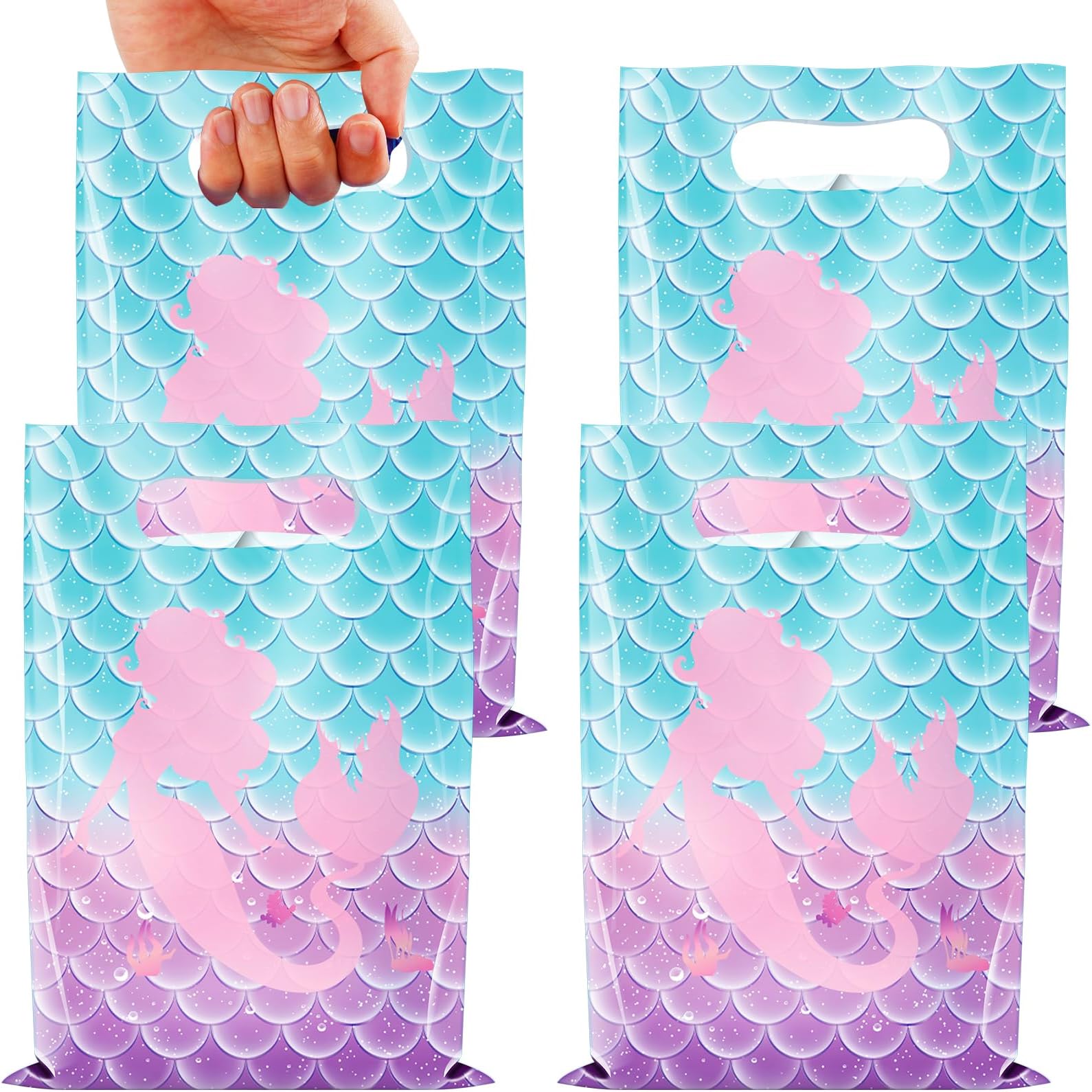 Amazon.com: 24 Pack Mermaid Party Favor Gift Bags, Mermaid Goodies Bags ...