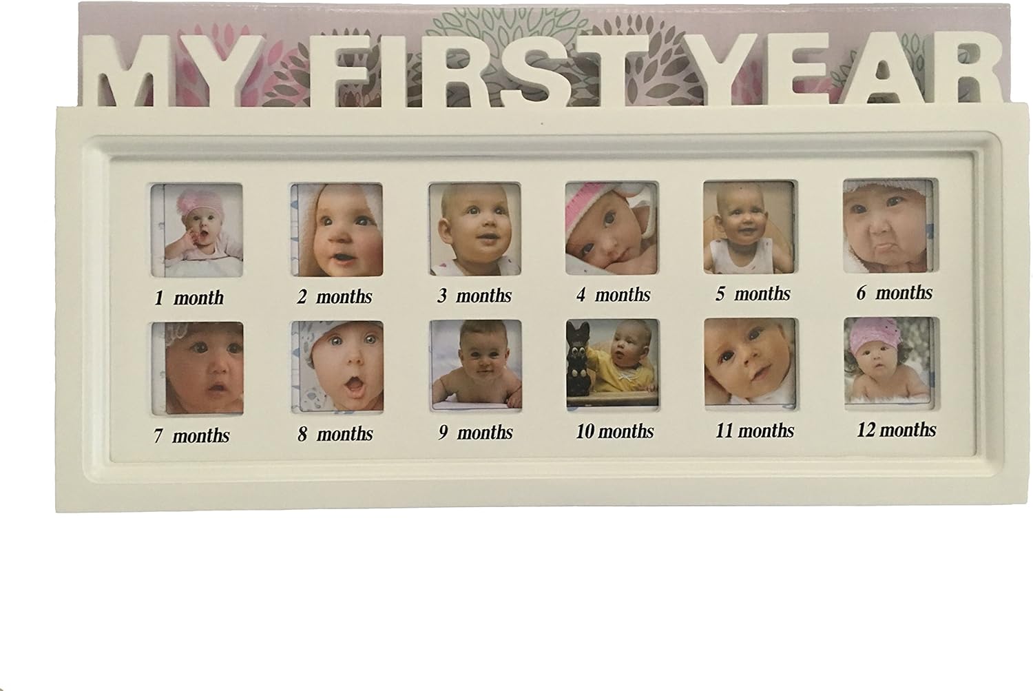 GMissT Wooden Baby Picture Frame My First Year Wall Hanging Photo Frame ...