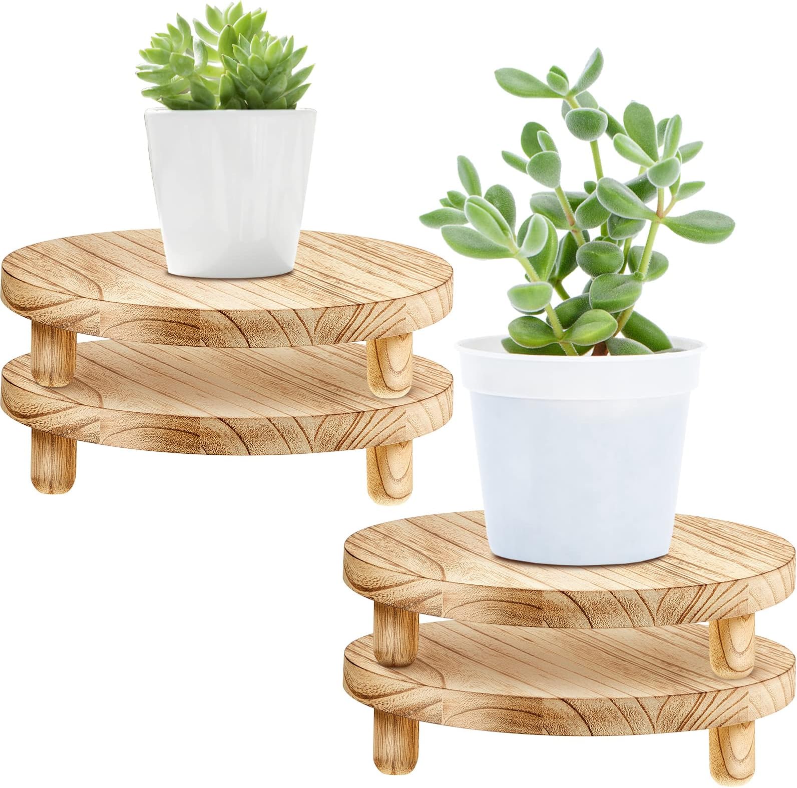 Amazon.com : 4 Pcs Wooden Plant Stool 10'' Low Plant Riser Small ...