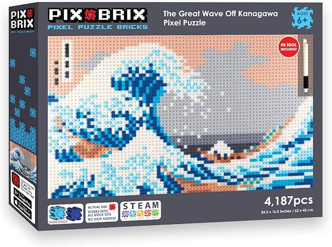 Pix Brix Pixel Art Puzzle Bricks – The Great Wave Off Kanagawa Pixel ...