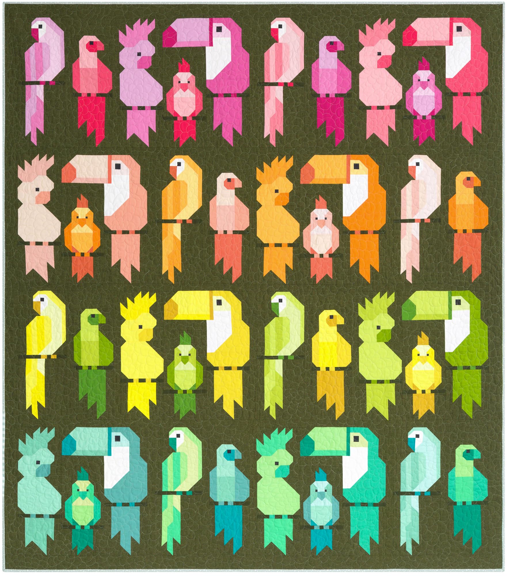 Amazon.com: Elizabeth Hartman Kona Cotton Solids Pretty Birds Quilt Kit ...