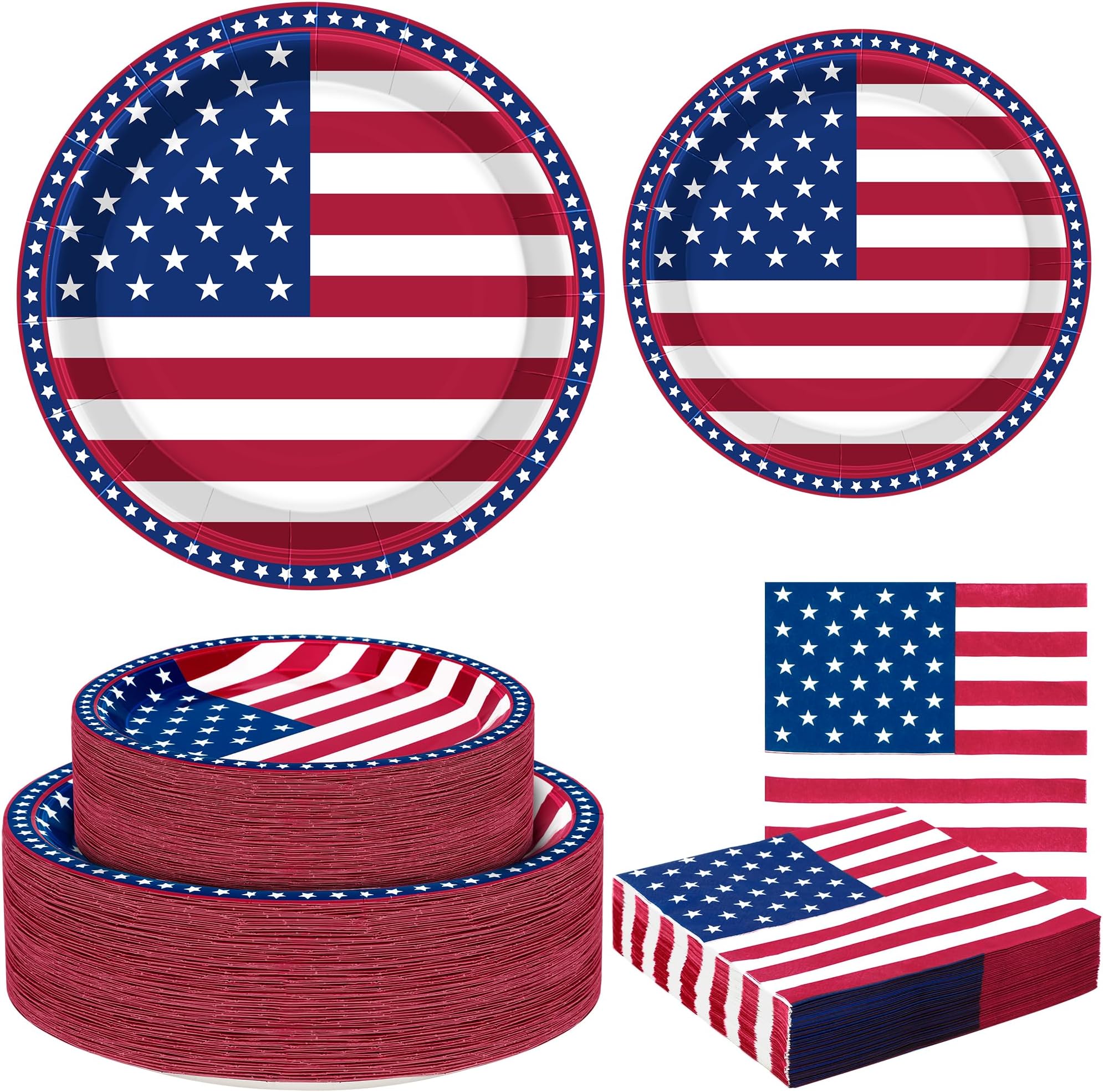Amazon.com: American Flag Patriotic Party Supplies Serves 50 Disposable ...