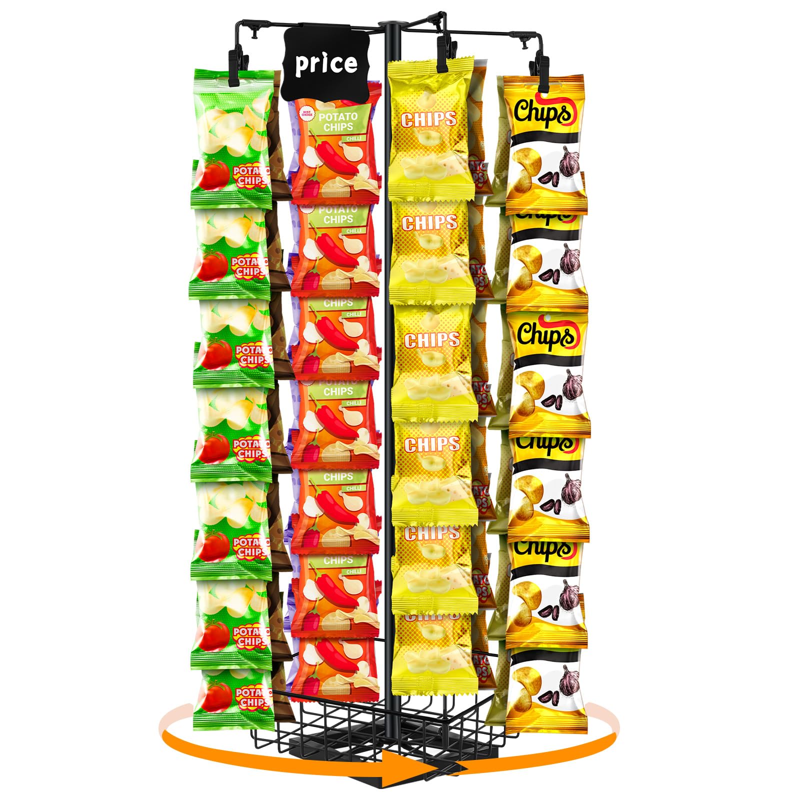 Amazon.com: Hicarer Chip Rack Display Stand with Basket 4 Row 56 Clips ...