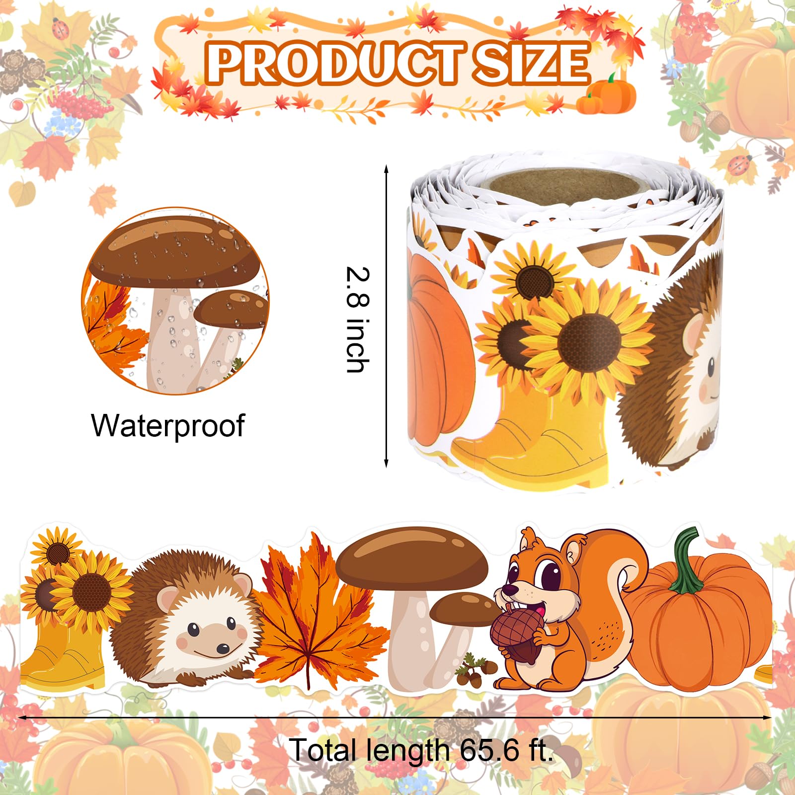 Snapklik.com : 65.6Ft Fall Bulletin Board Border, Cute Squirrel Maple ...
