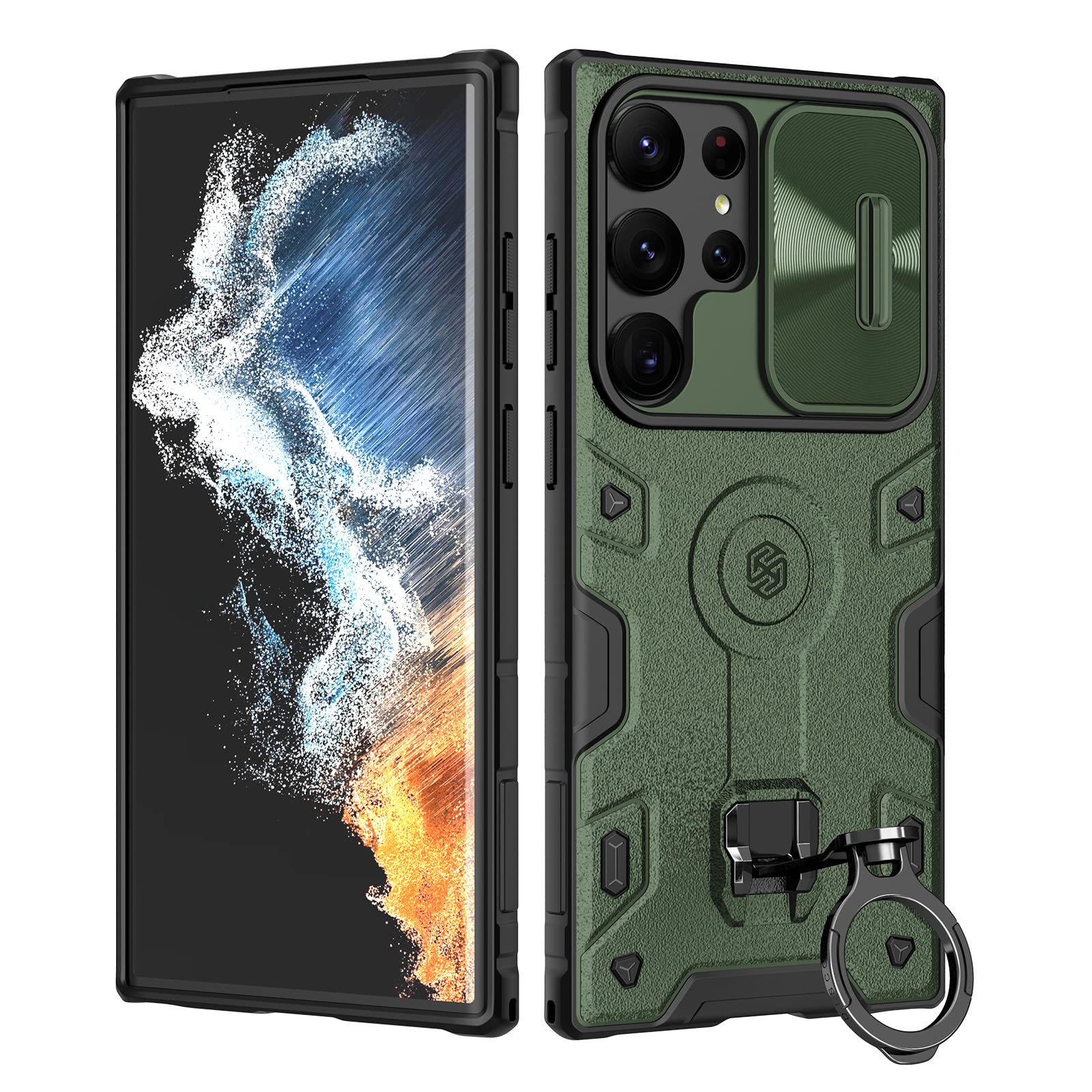 Amazon.com: Nillkin Galaxy S23 Ultra Case with Ring Stand and Grip, for ...