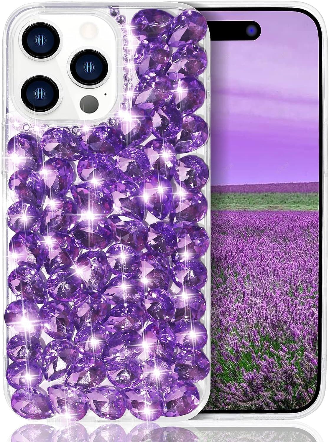 Amazon.com: Bonitec Case Compatible with iPhone 16 Pro Max - Bling Sparkle Glitter Rhinestone ...