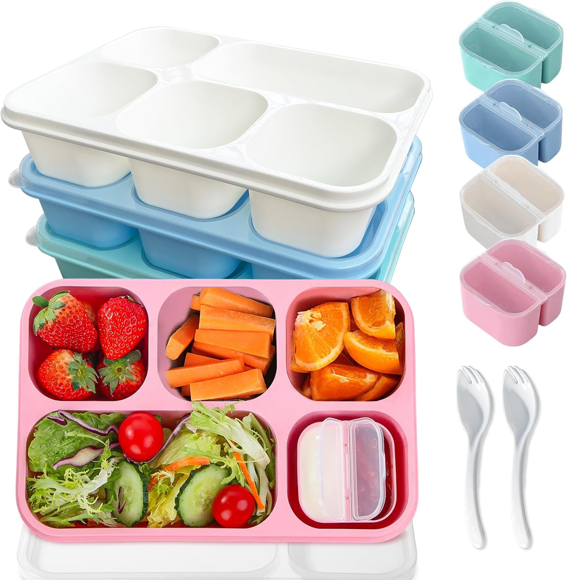 Nineaccy Bento Lunch Box, All-in-One Easy Pack Lunch Box with ...