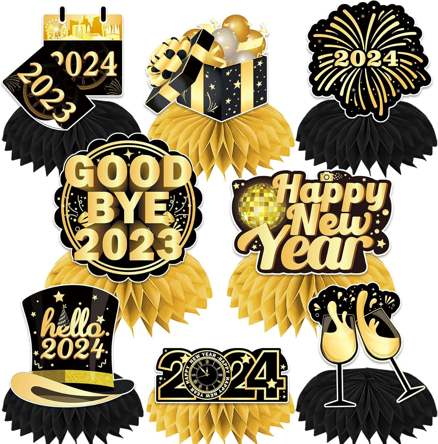 Amazon.com: New Years Decorations 2024, 8 Pcs Happy New Year ...
