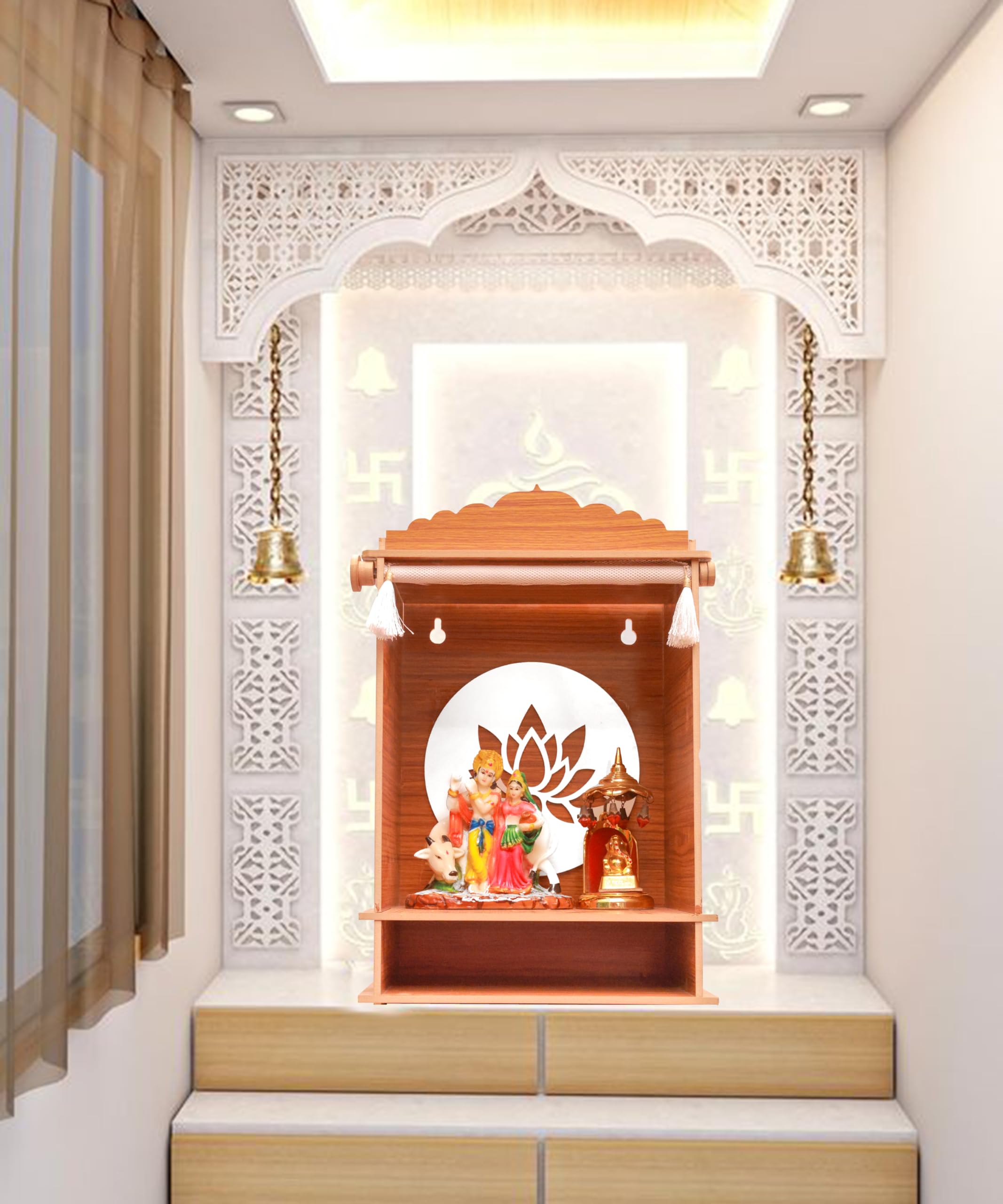 Buy Grofly Beautiful Wooden Pooja Mandir | Home Temple/mandir/god Stand ...