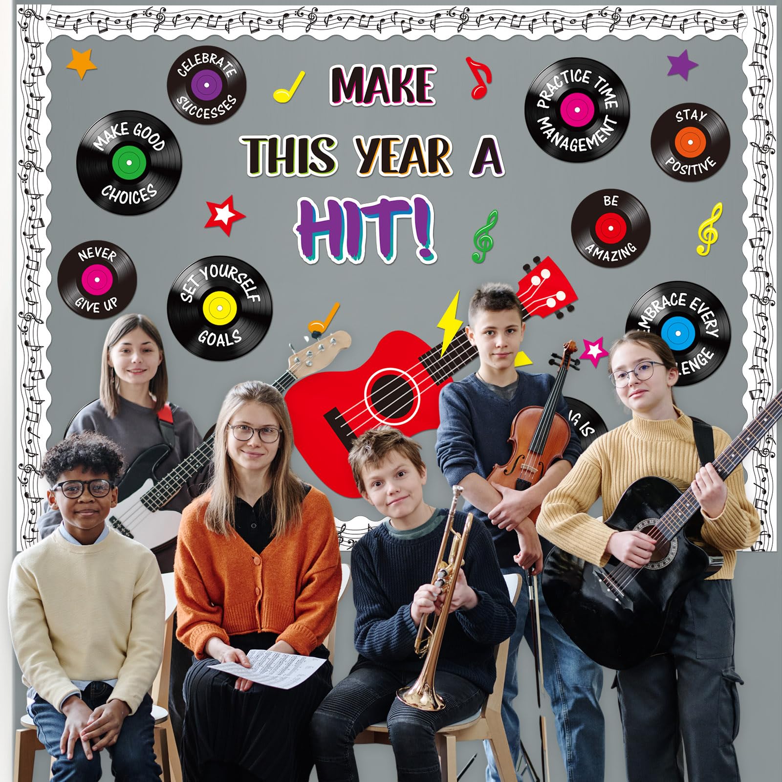 Snapklik.com : 55 Pcs Music Bulletin Board Set Motivational Classroom ...