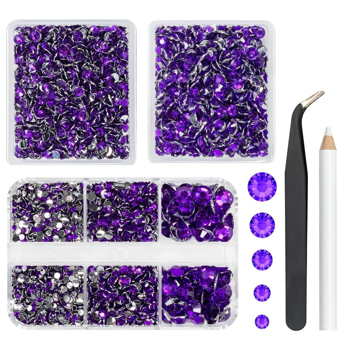 Amazon.com: qiipii 3 Boxes 5070PCS Dark Purple Resin Crystal ...