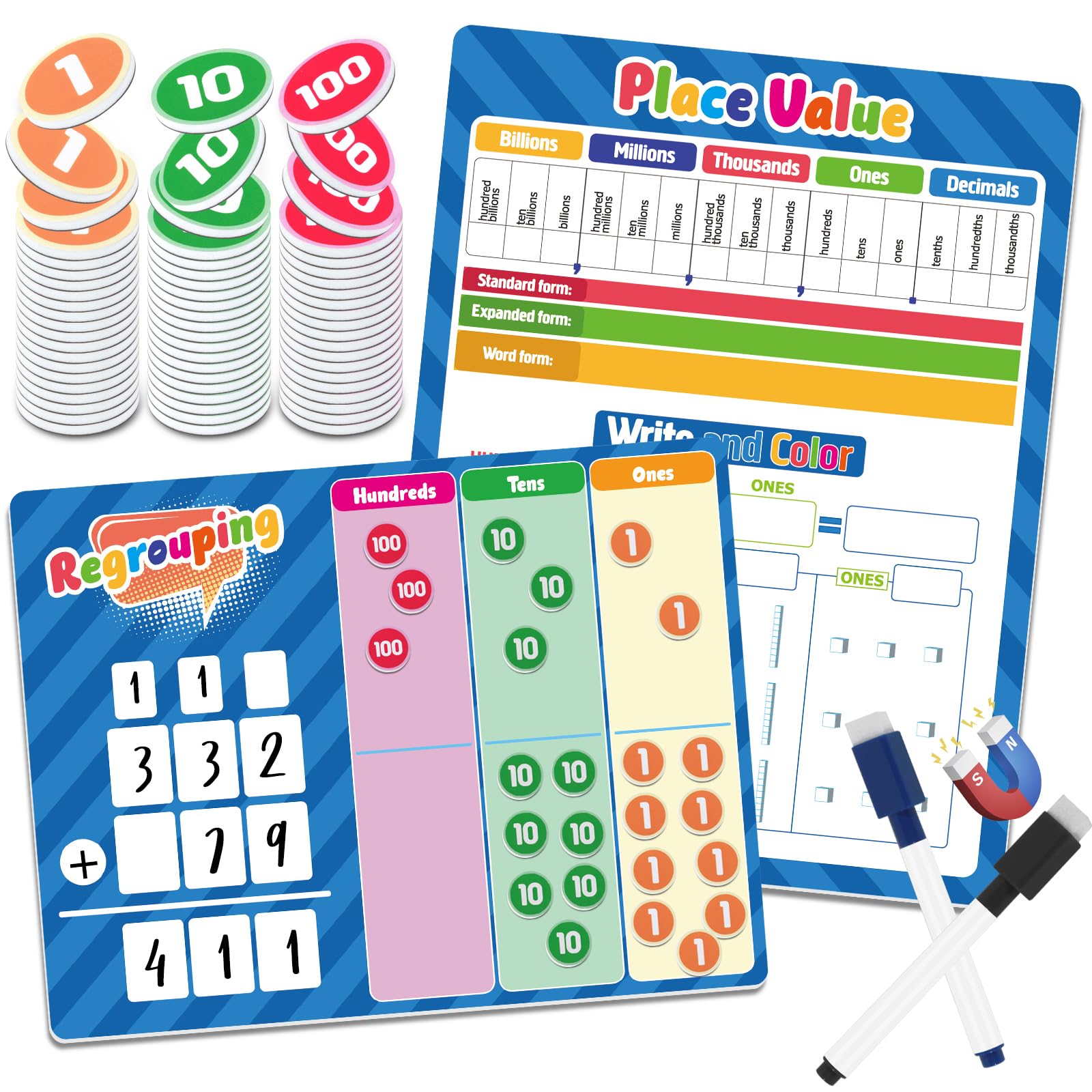 Magnetic Regrouping Dry Erase Board Place Value Magnetic Regrouping ...