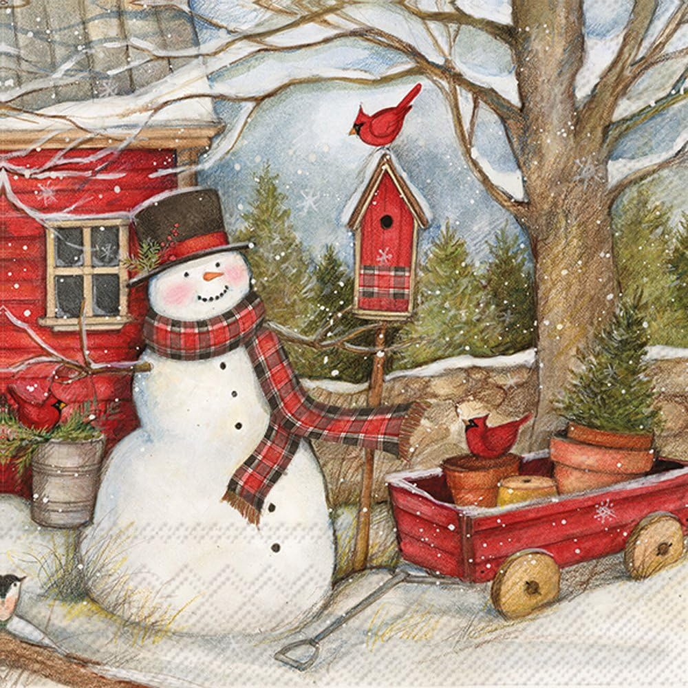 Amazon.com: 20-ct 13x13 Christmas Napkins for Decoupage Snowman Napkins ...