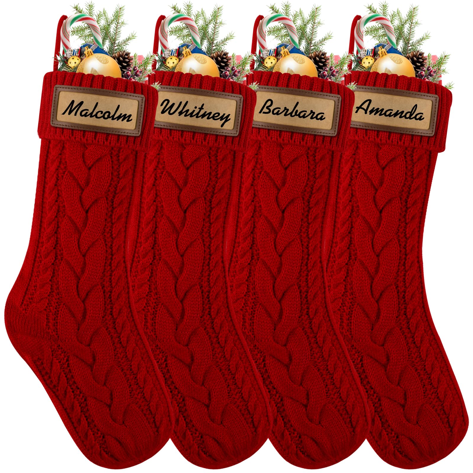 Amazon.com: XOYTN 4 Pack Christmas Stocking with Leather Patches ...