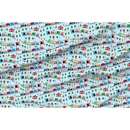 Amazon.com: Spoonflower Fabric - Railroad Small Train Trains Black ...