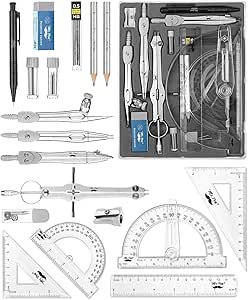 Mr. Pen Geometry Set with 6 Inch Swing Arm Protractor, Divider, Gray ...