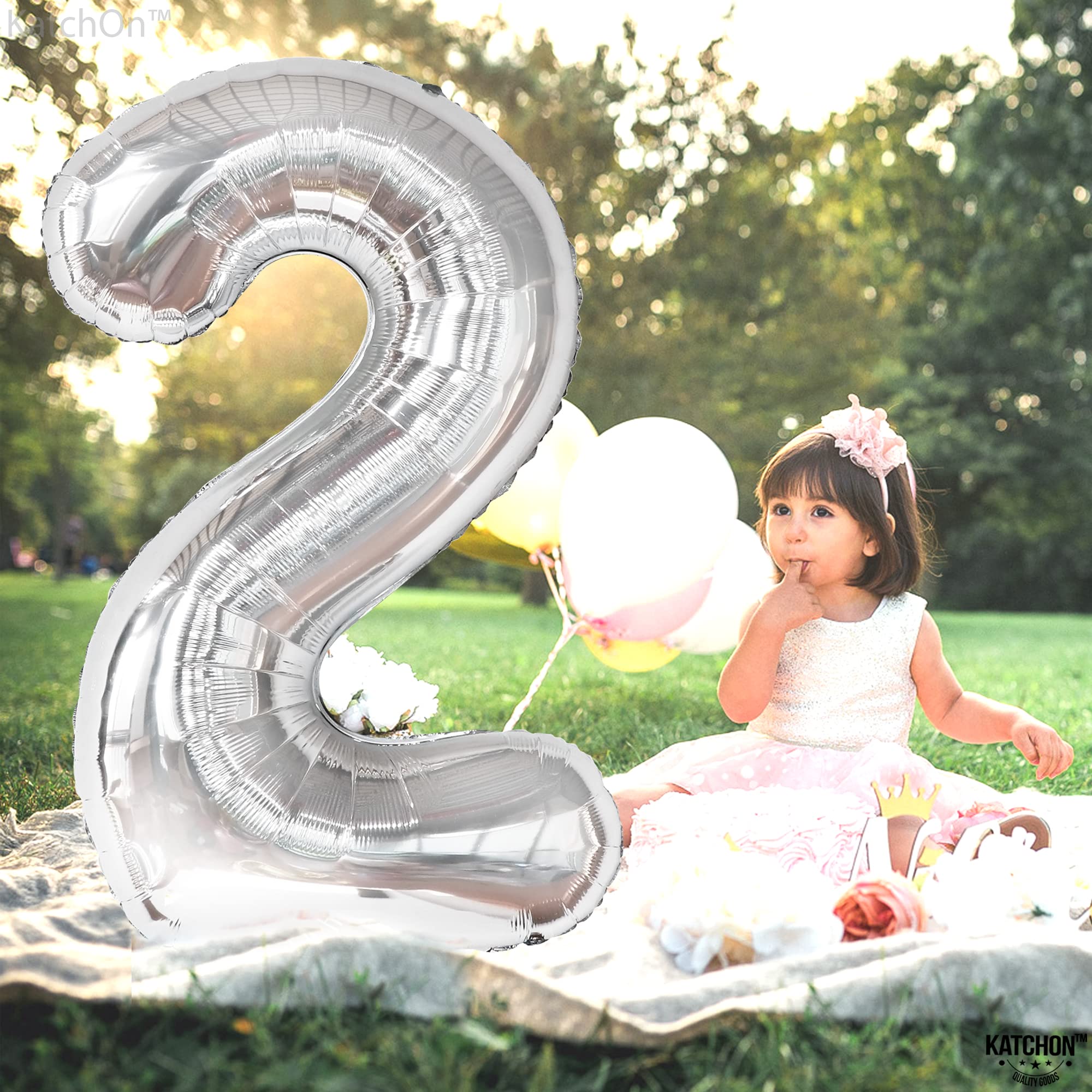 Snapklik.com : Big Silver Number 2 Balloon - 40 Inch Silver 2 Balloon ...