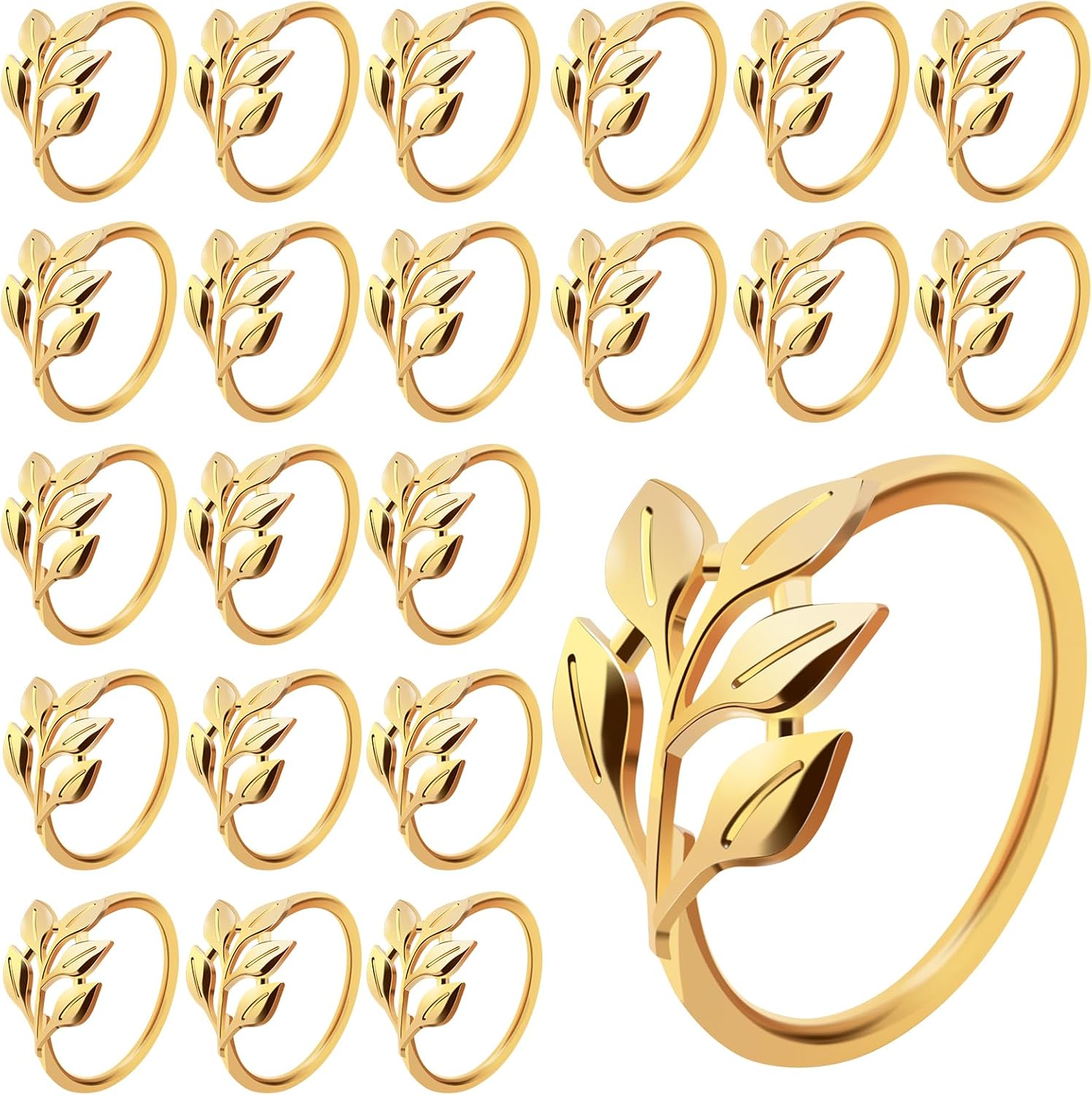 Amazon.com: SKAHTOUF Gold Napkin Rings - 20pcs Bulk Leaf Napkins Rings ...