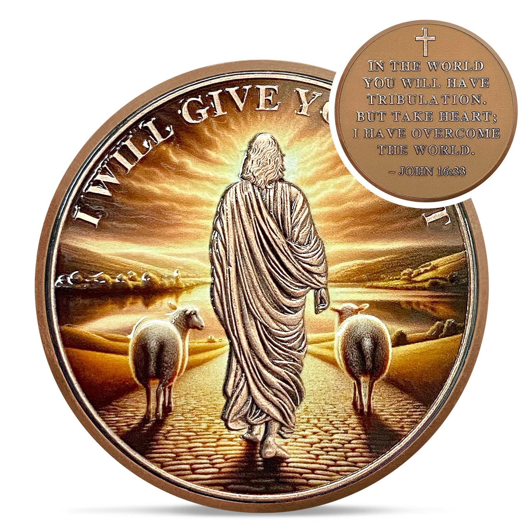 Amazon.com : I Will Give You Rest Christian Challenge Coin - The Good ...