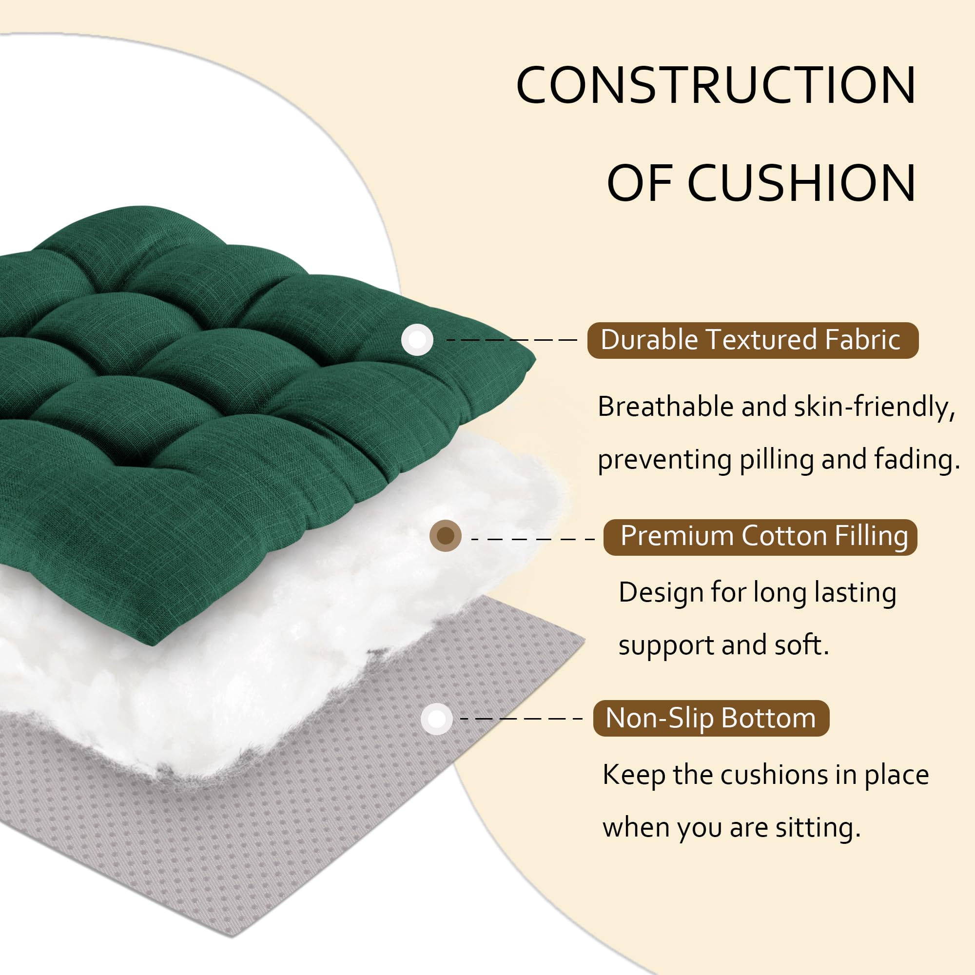 Snapklik.com : ELFJOY Extra Large Rocking Chair Cushion Non-Slip Linen ...