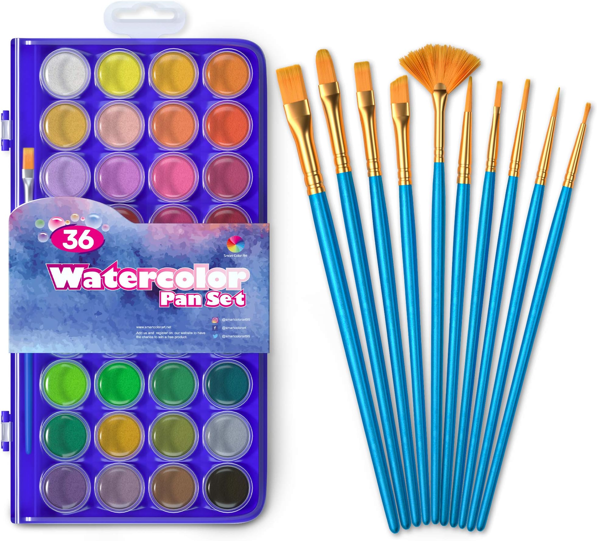 Amazon.com: 46 Pack Watercolor Paint Set, 36 Colors Watercolor Pan with ...