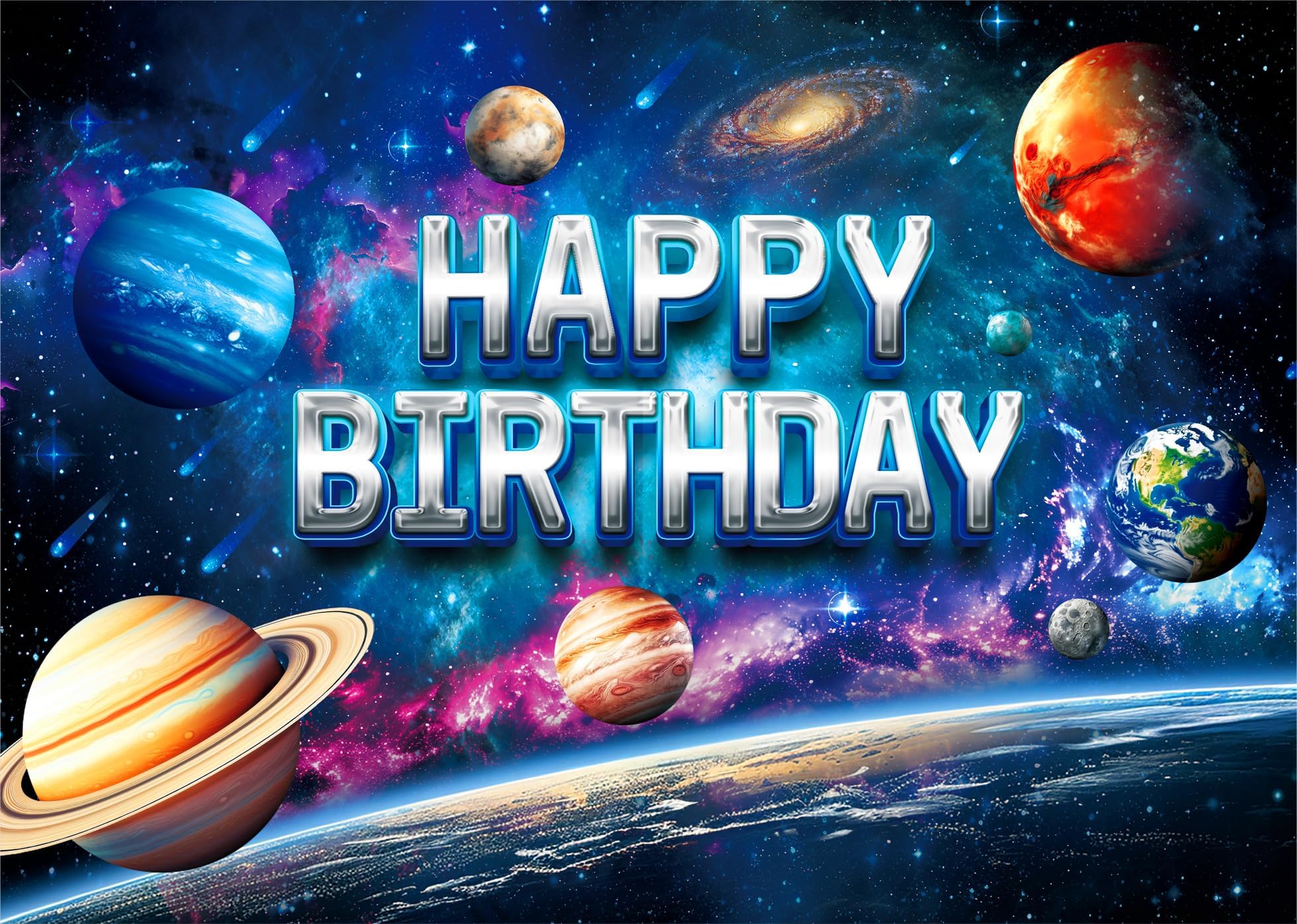 Amazon.com : Mocsicka Out of This World Happy Birthday Backdrop Outer ...