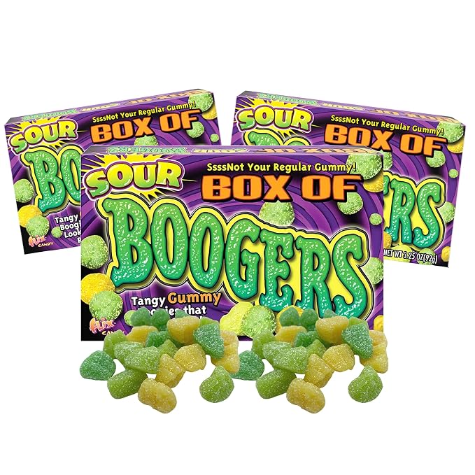 Amazon.com : Sour Box of Booger Gummies, Tangy Gummy Candy Boogers ...