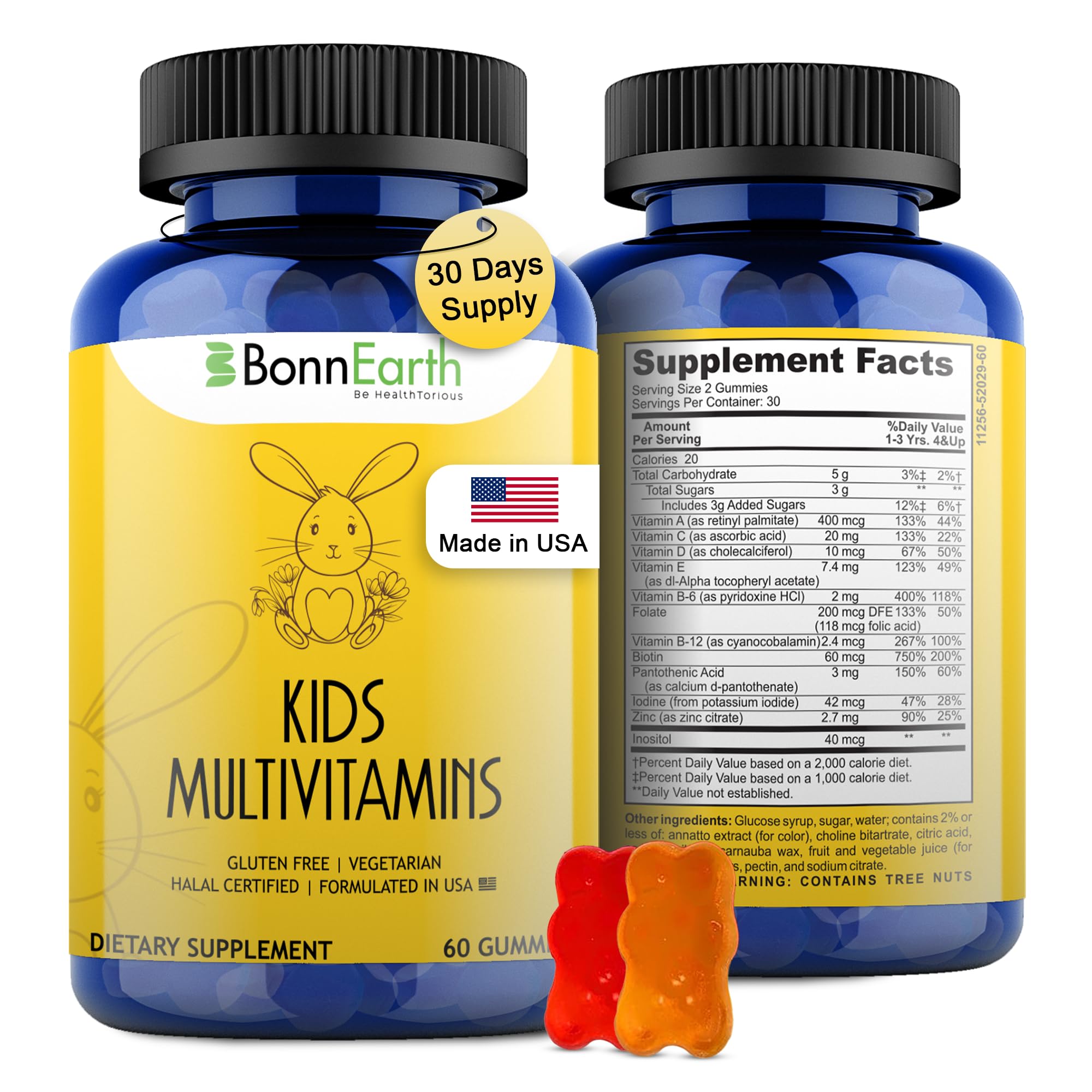 Amazon.com: BonnEarth Kids Multivitamin Gummies – Easy to Chew ...