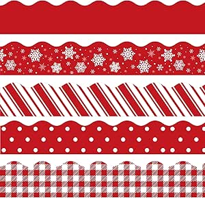 Amazon.com: Whaline 69Ft Christmas Bulletin Border Stickers Red ...