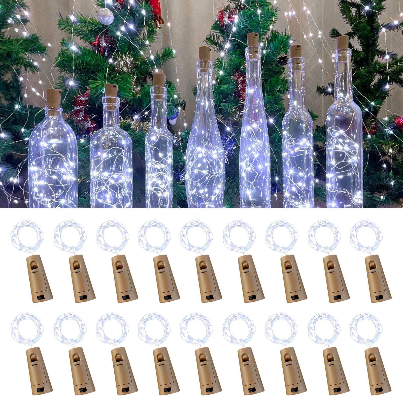 Amazon.com: Pack of 12 Wine Bottle Lights Battery Powered, LED Cork ...