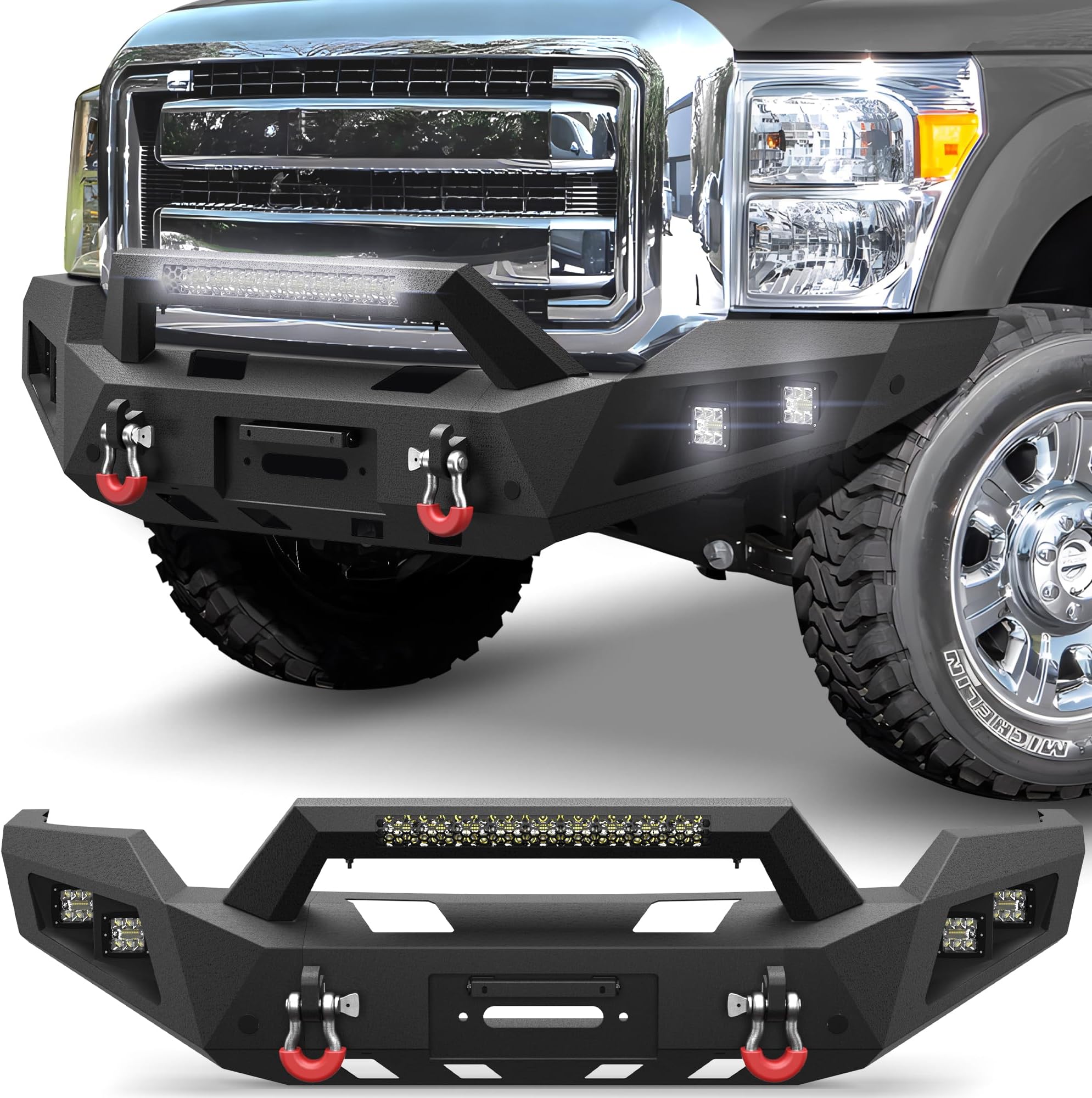 Amazon.com: POFENZE 11-16 F250 Front Bumper Full Width Offroad Bumper w ...