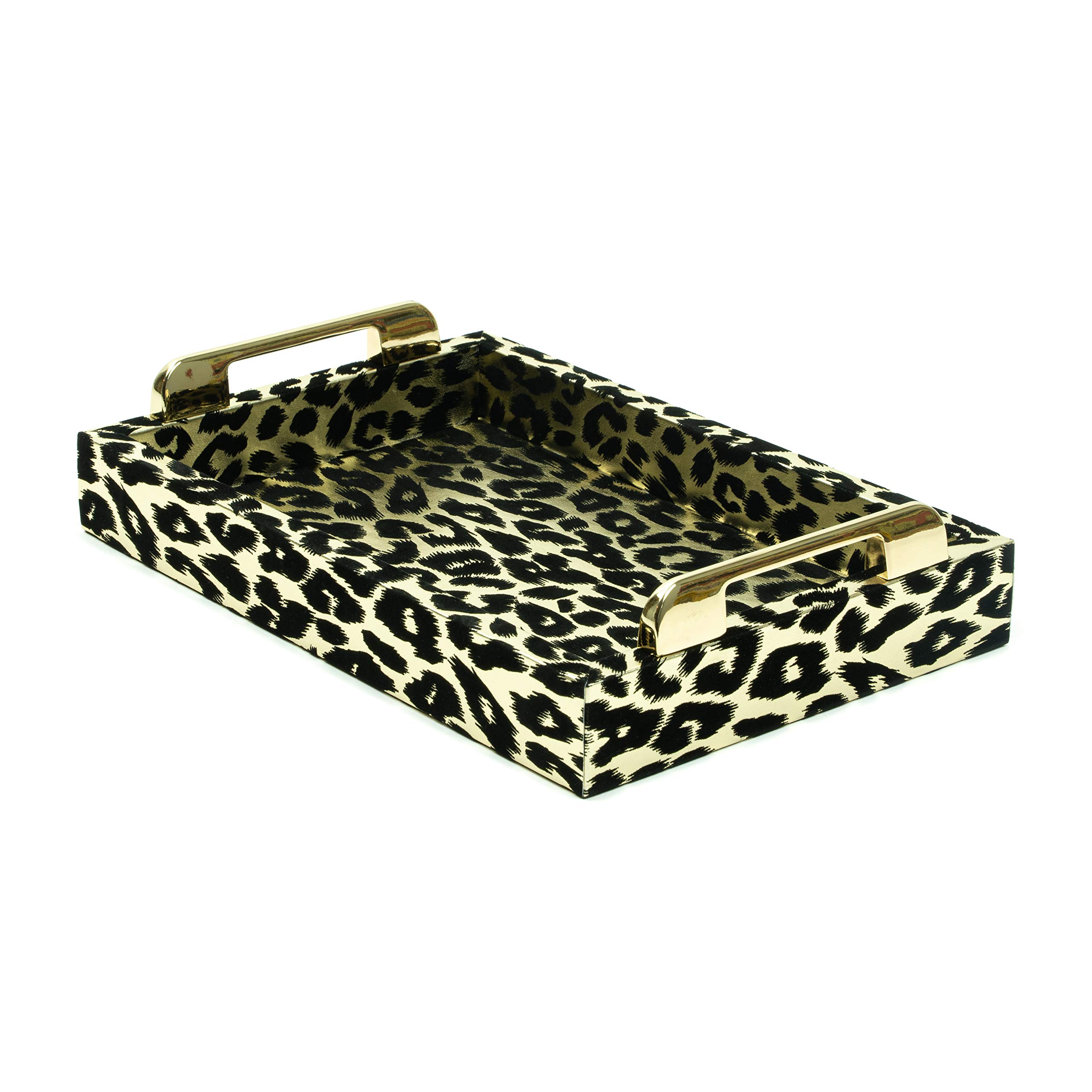 Buy Black Serving Tray Leopard Print Small Tray PU Leather Tray for ...