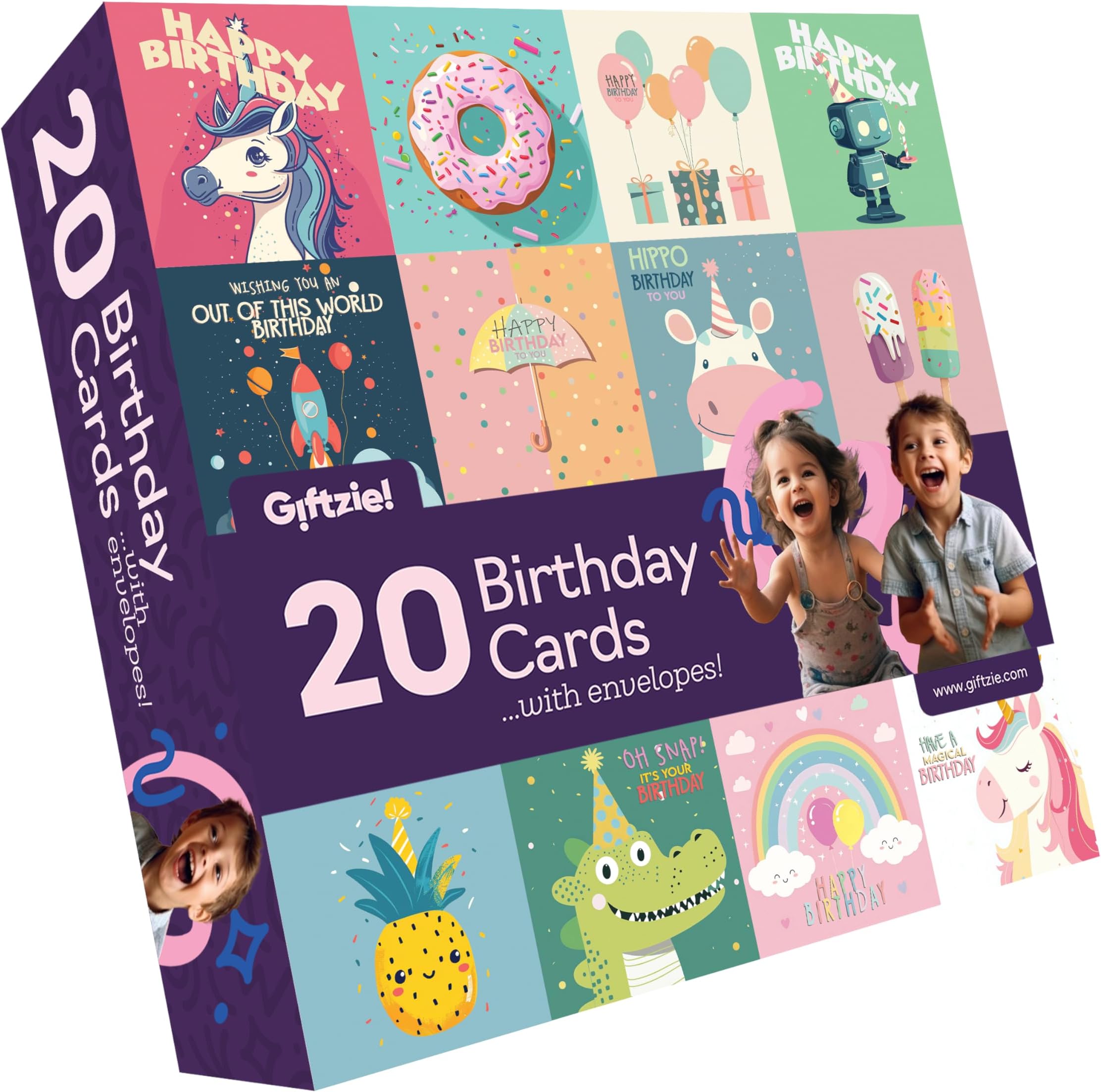 Kids Birthday Cards Multipack - Assorted Kids Pastel Coloured Cards ...