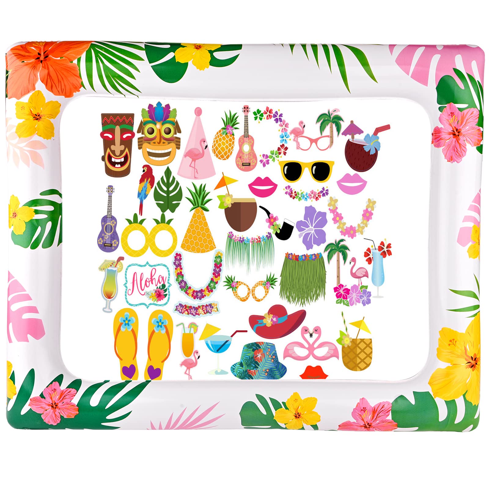 Buy 37 Pcs Hawaiian Luau Photo Booth Props Set, 36Pcs Photo Props and ...