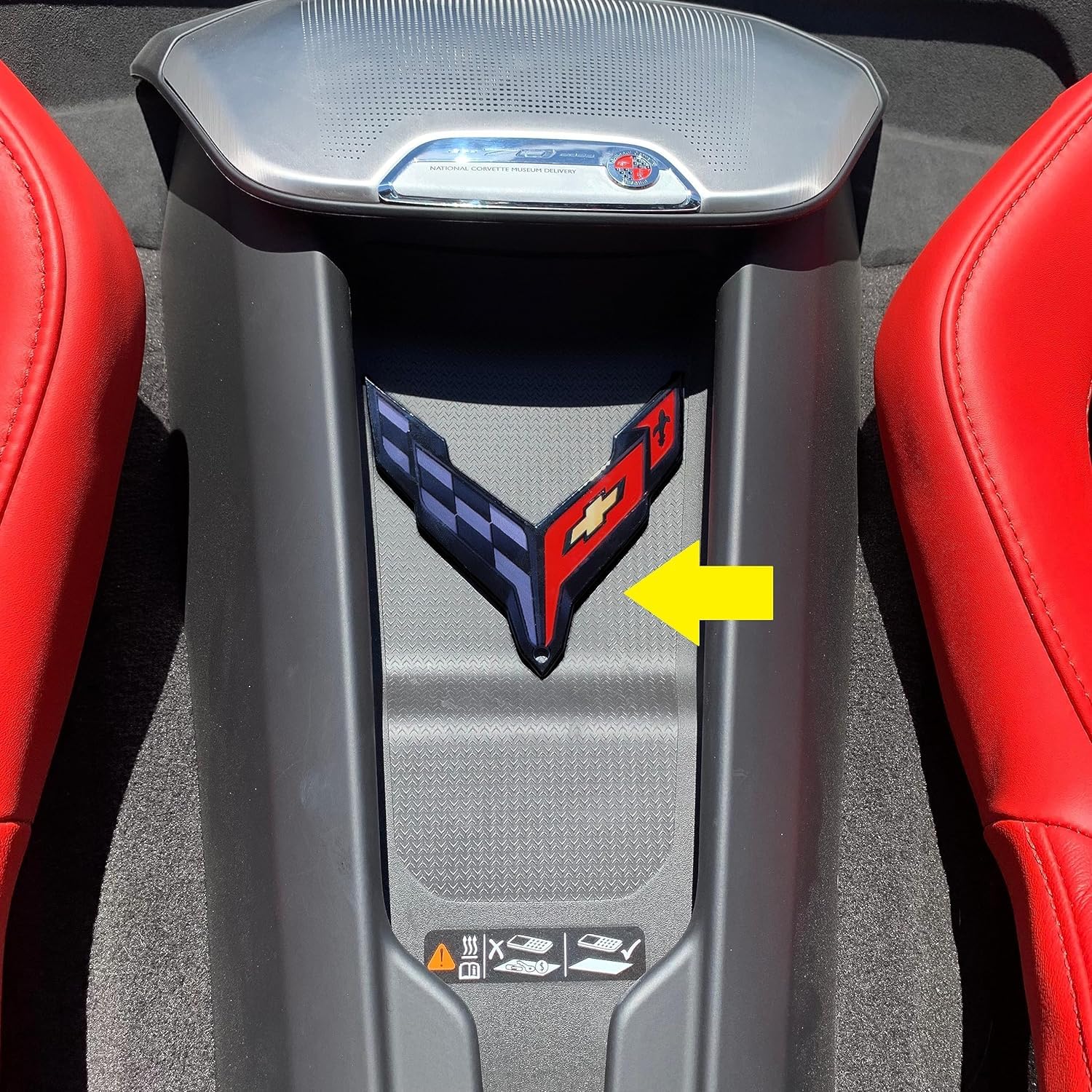 Steel Car Emblem Decal C8 Corvette Waterfall Phone Charging Bay Emblem ...