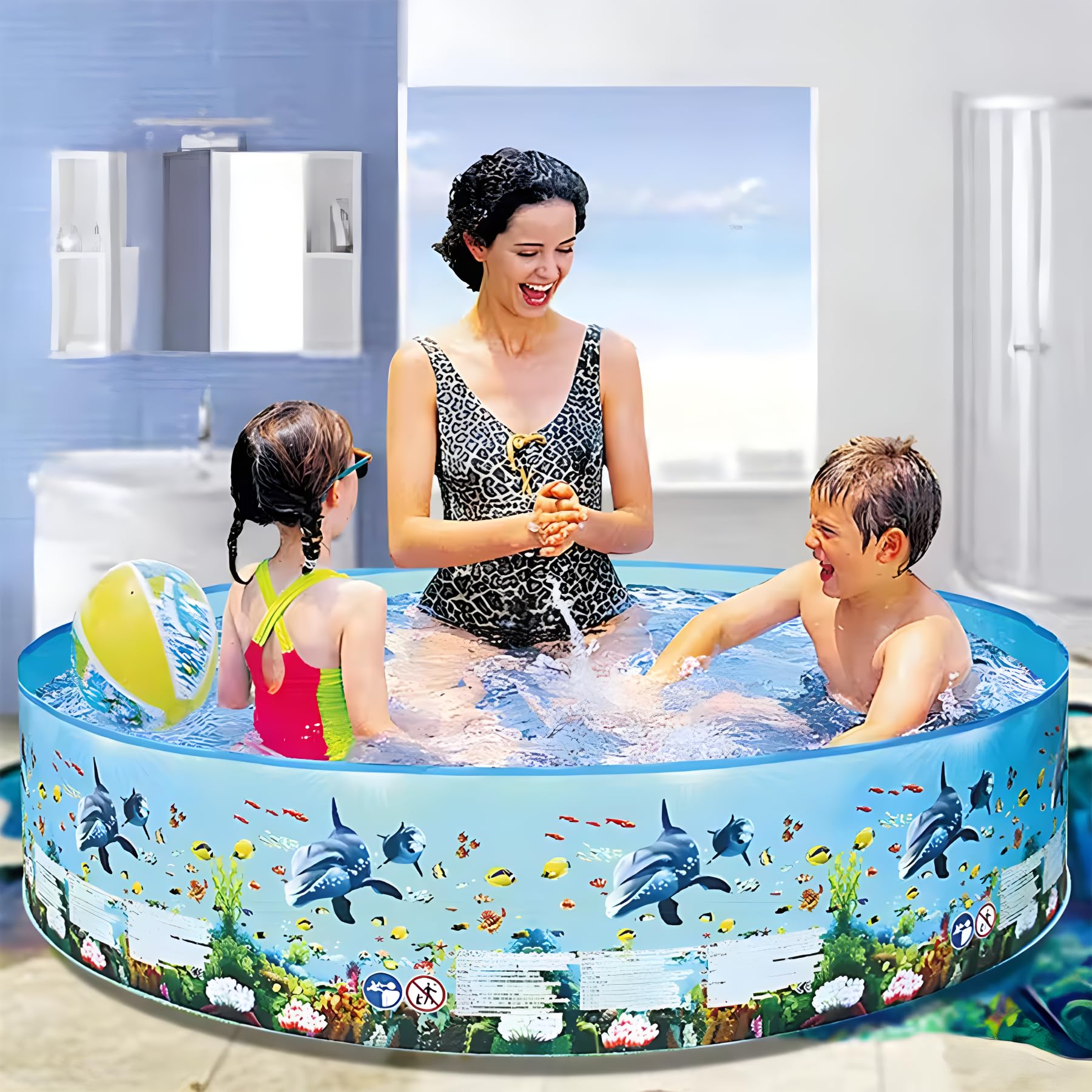 Nuwani Portable Kiddie Pool for Kids - Hard Plastic Snapset Pool for ...