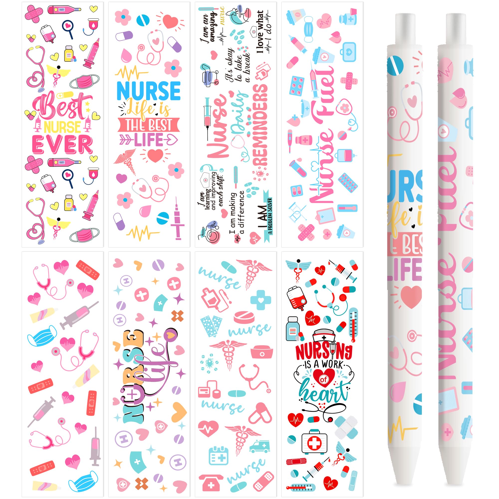 Amazon.com: UV DTF Nurse Pen Transfer Stickers: 48 Pcs Nurse Themed UV ...