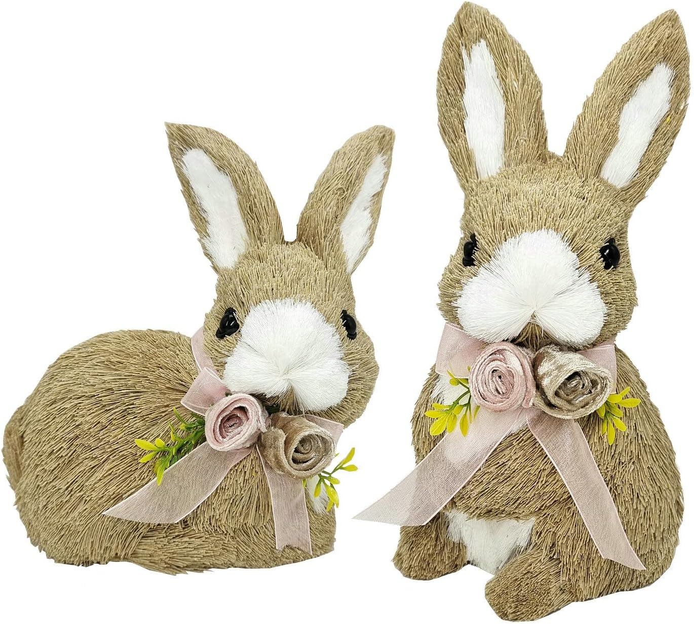 Amazon.com: Juvale 2-Pack Standing Straw Woven Easter Bunny Figurines ...