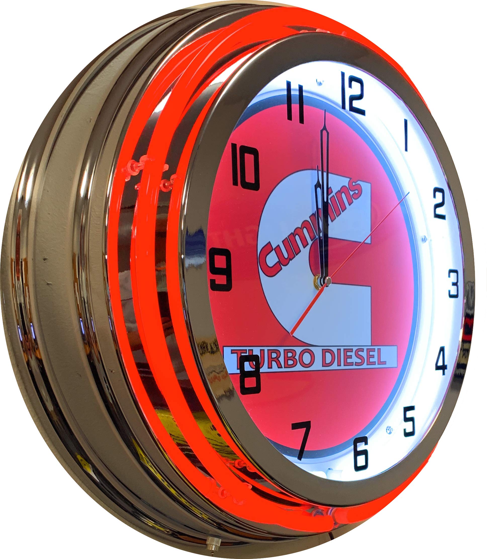 Buy Cummins 19" Red Double Neon Chrome Clock Online at desertcartINDIA