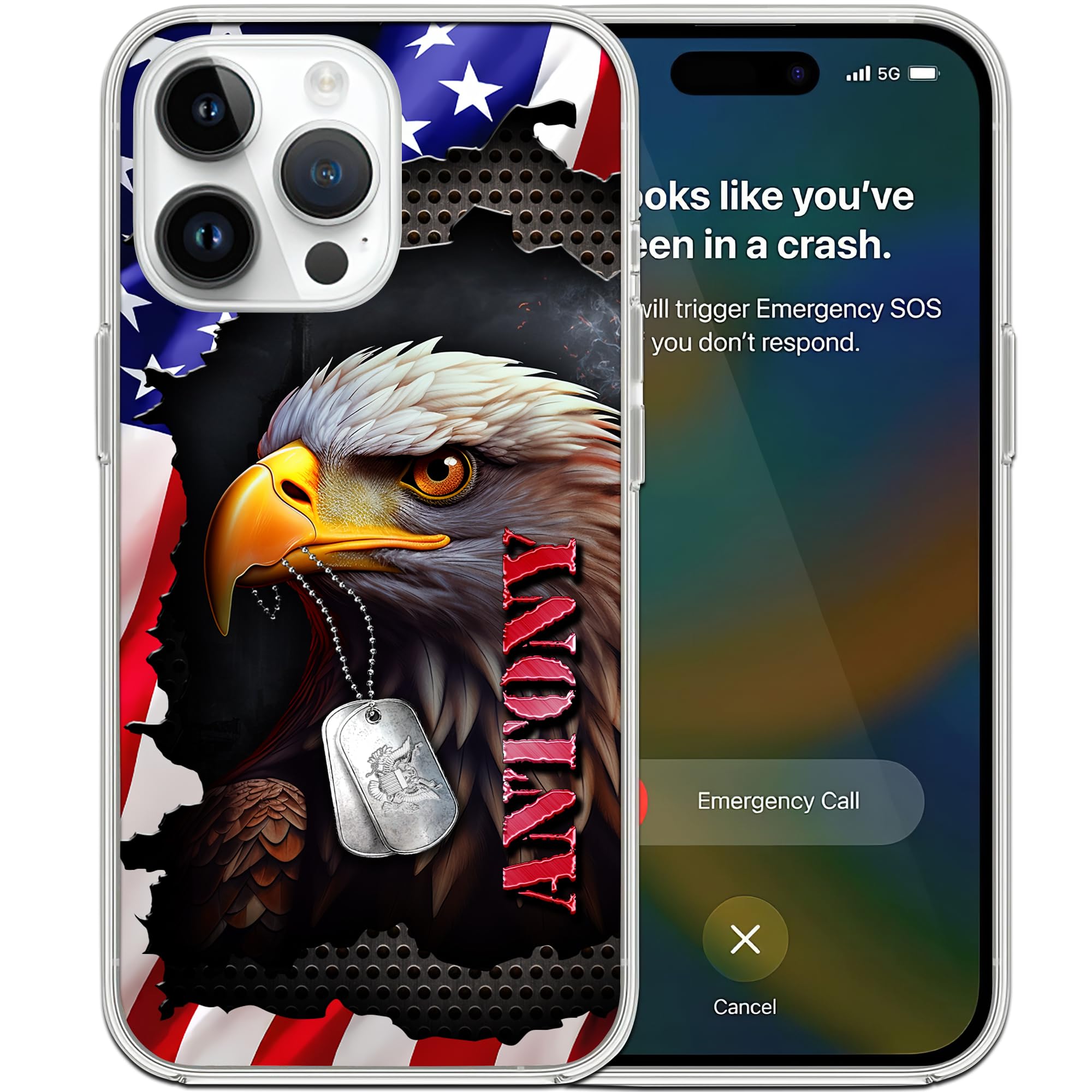 Amazon.com: CASEZILY Personalized Phone Case Veteran Powerful Eagle USA ...