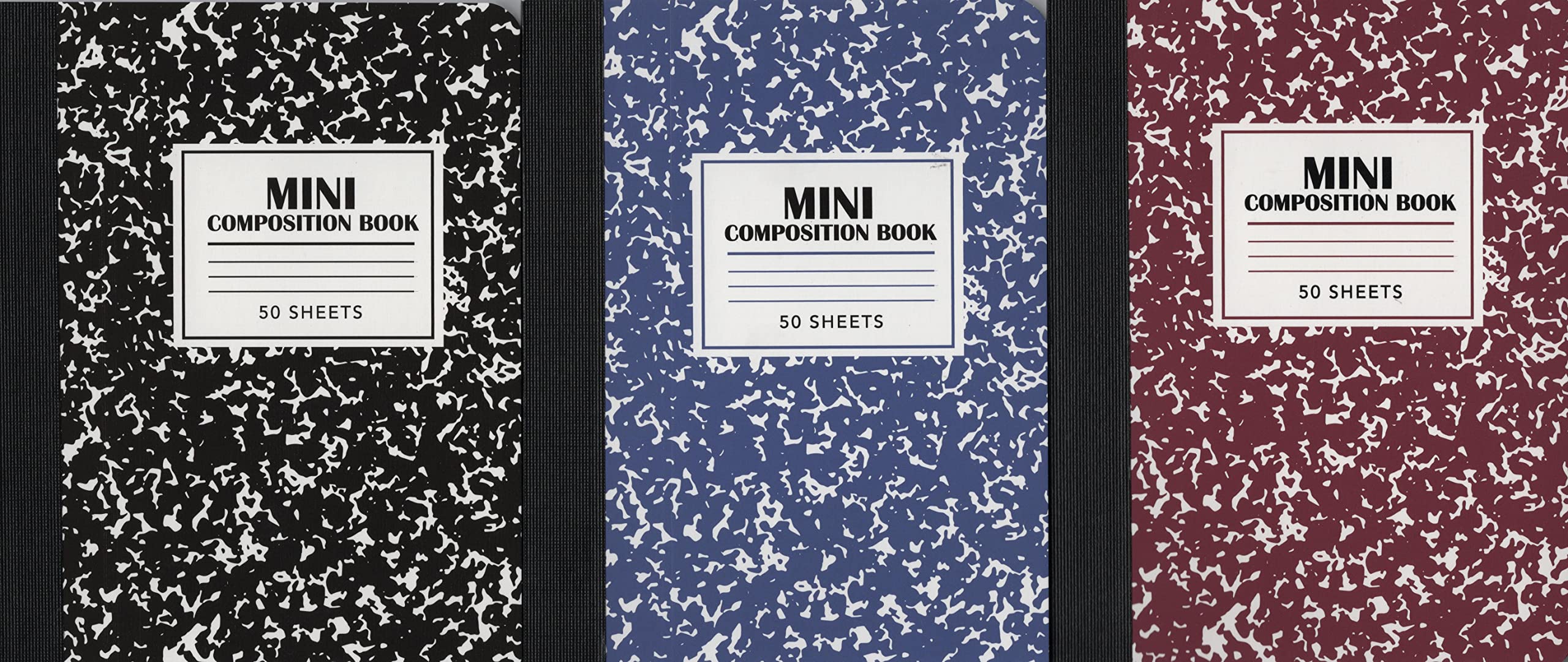 Lunch Money 50-Sheet Mini Composition Notebooks, 3 Count, Blue, Black ...