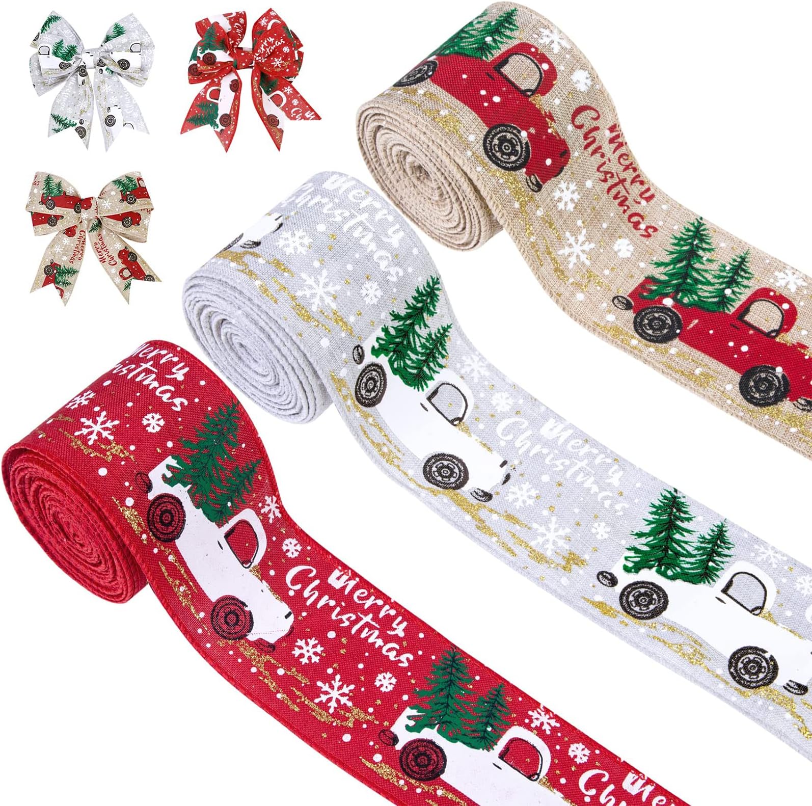 Forty Wings 18 Meter (9 Meter Each) Red Green Satin Christmas Printed ...