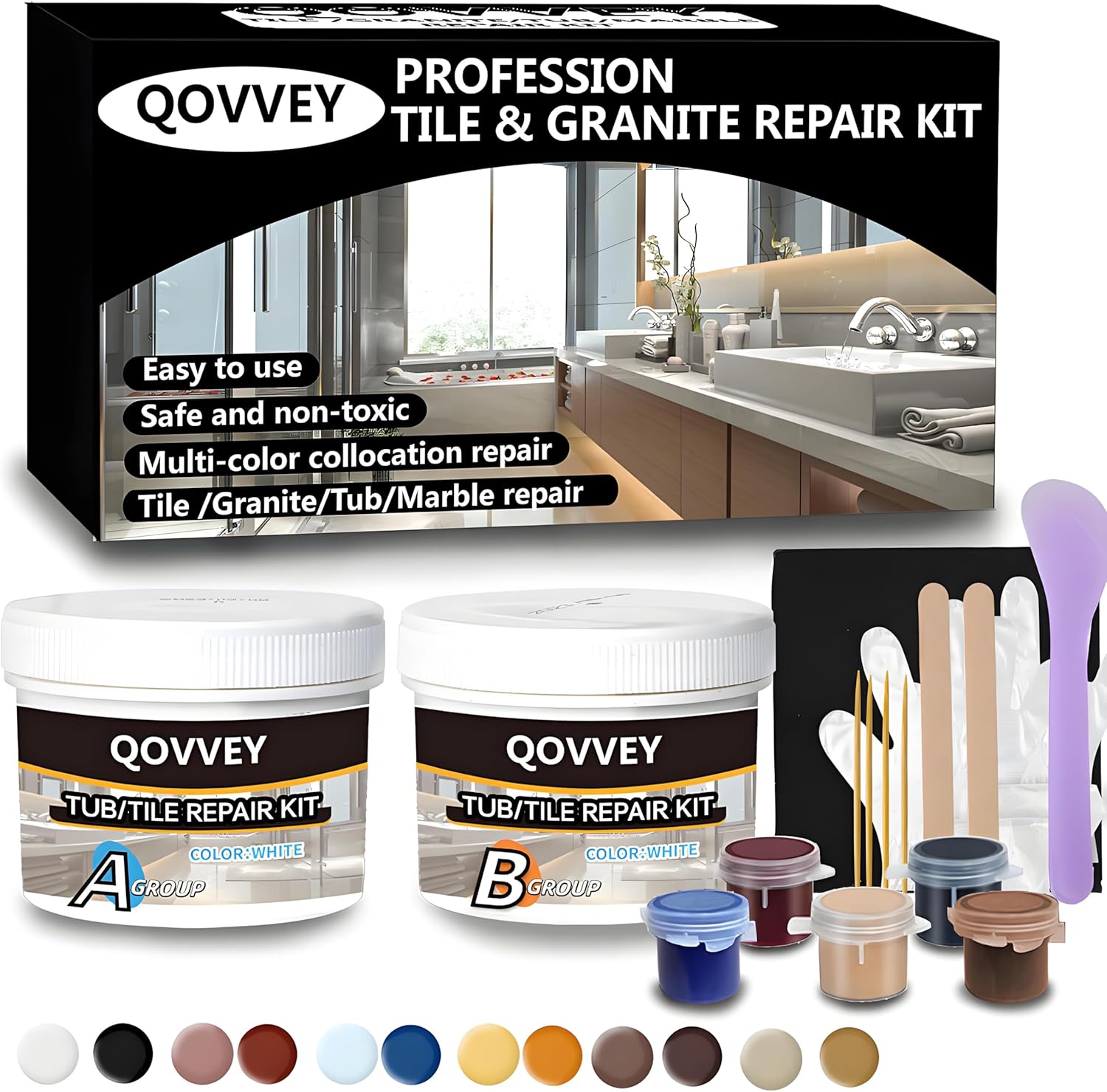 Tile & Fiberglass Quartz Countertop Repair Kit (Color Match), Granite ...