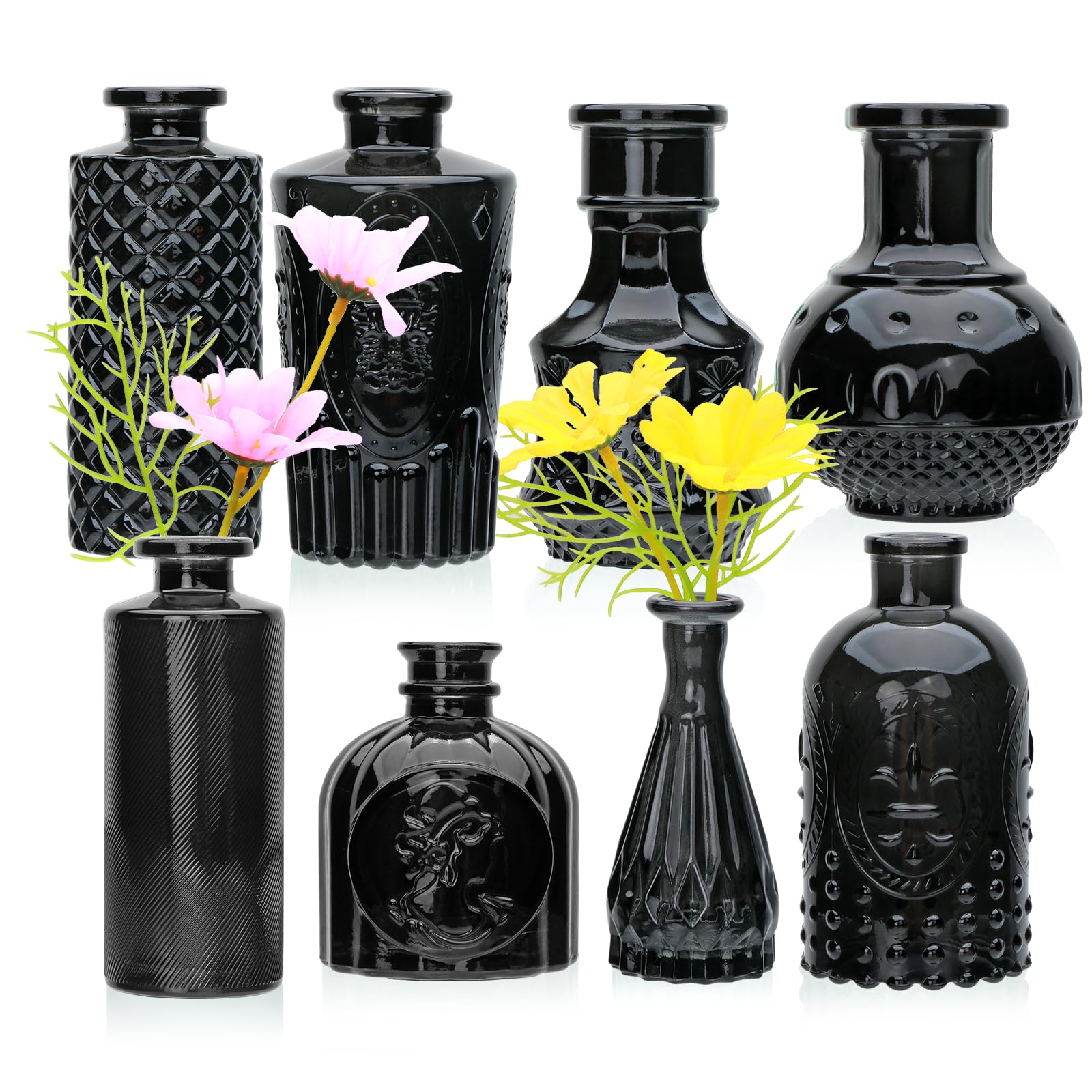 Amazon.com: Brajttt Black Flower Vase Set, Glass Bud Vase in Bulk Set ...