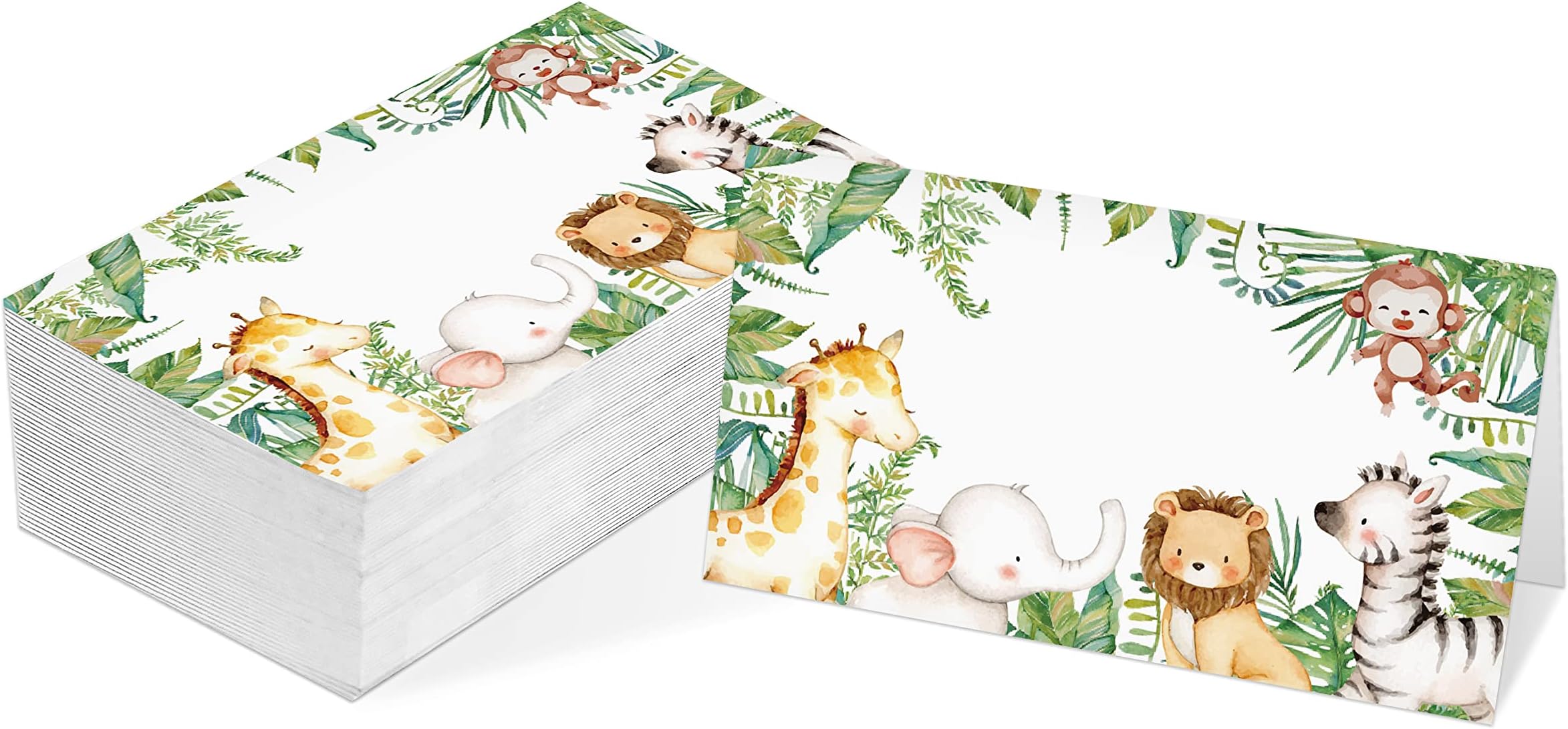 Amazon.com: Jungle Animal Place Cards Tent Style Cards – 25 Cards per ...